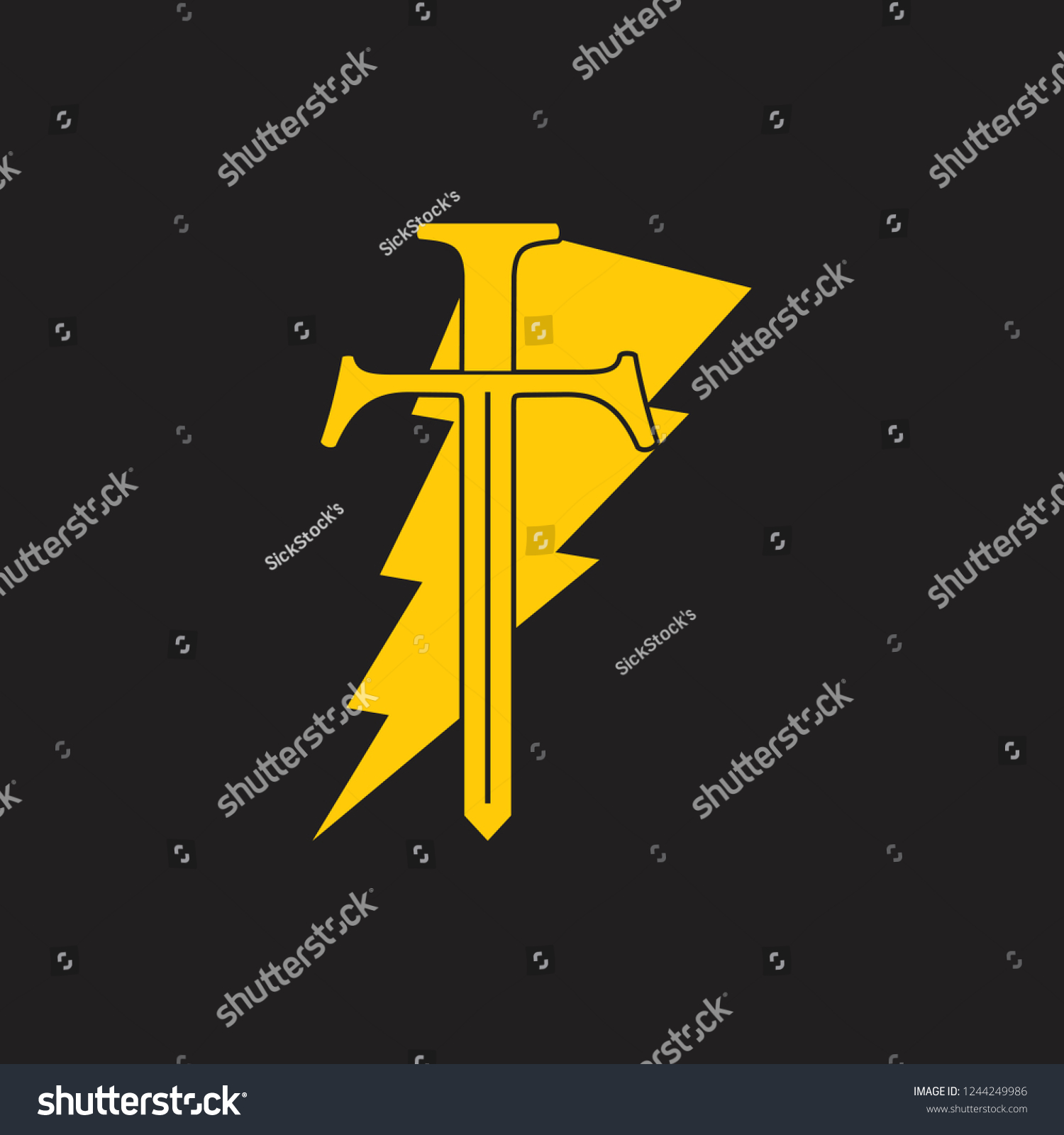 Letter T Thunder Sword Monogram Logo: เวกเตอร์สต็อก (ปลอดค่าลิขสิทธิ์ ...