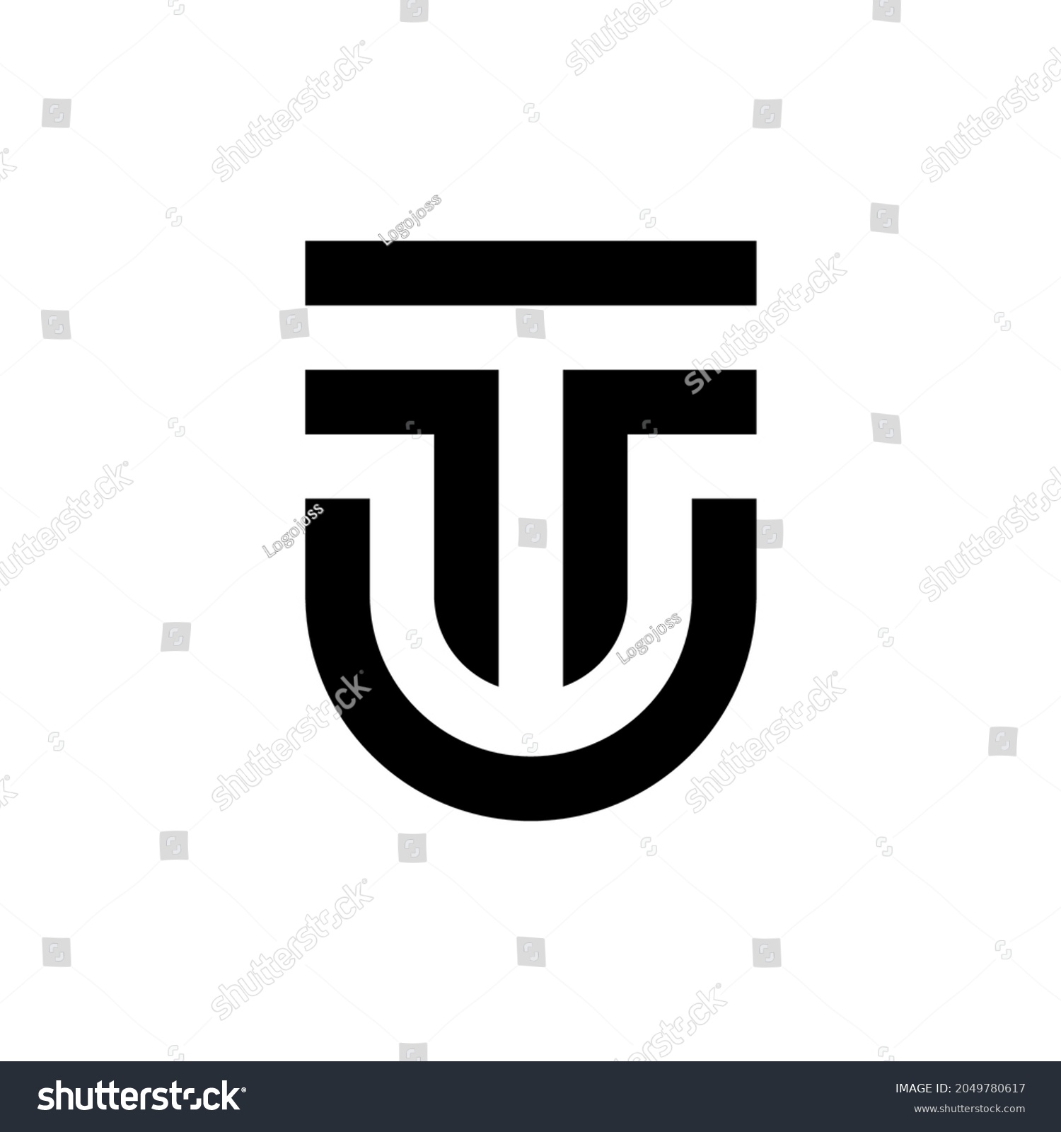 Letter Tu Ut Initial Logo Template Stock Vector (Royalty Free) 2049780617