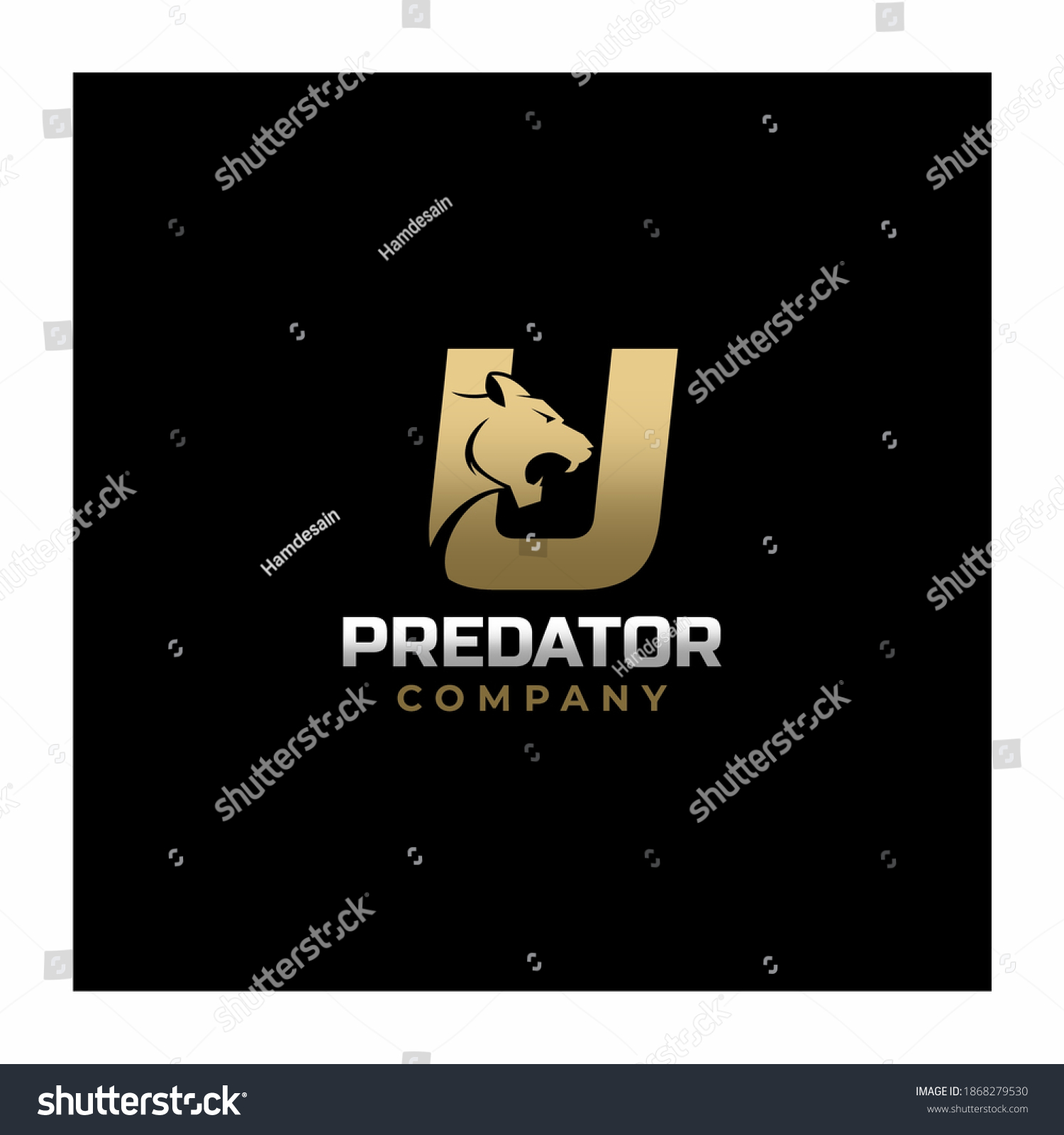 Letter U Tiger Predator Logo Design Stock Vector (Royalty Free) 1868279530