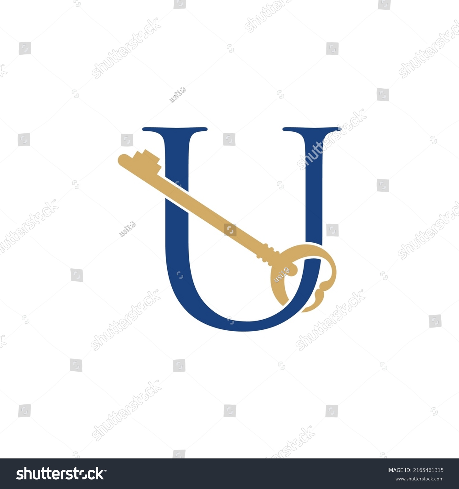 Letter U Old Key Logo Vector Stock Vector (Royalty Free) 2165461315 ...