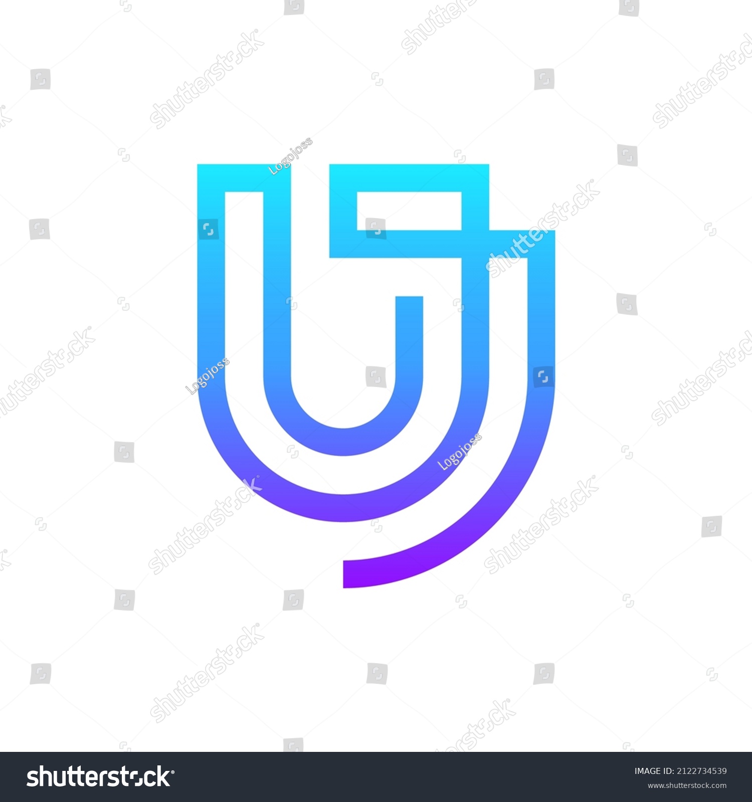 Letter Uj Monogram Gradient Logo Design Stock Vector (Royalty Free ...