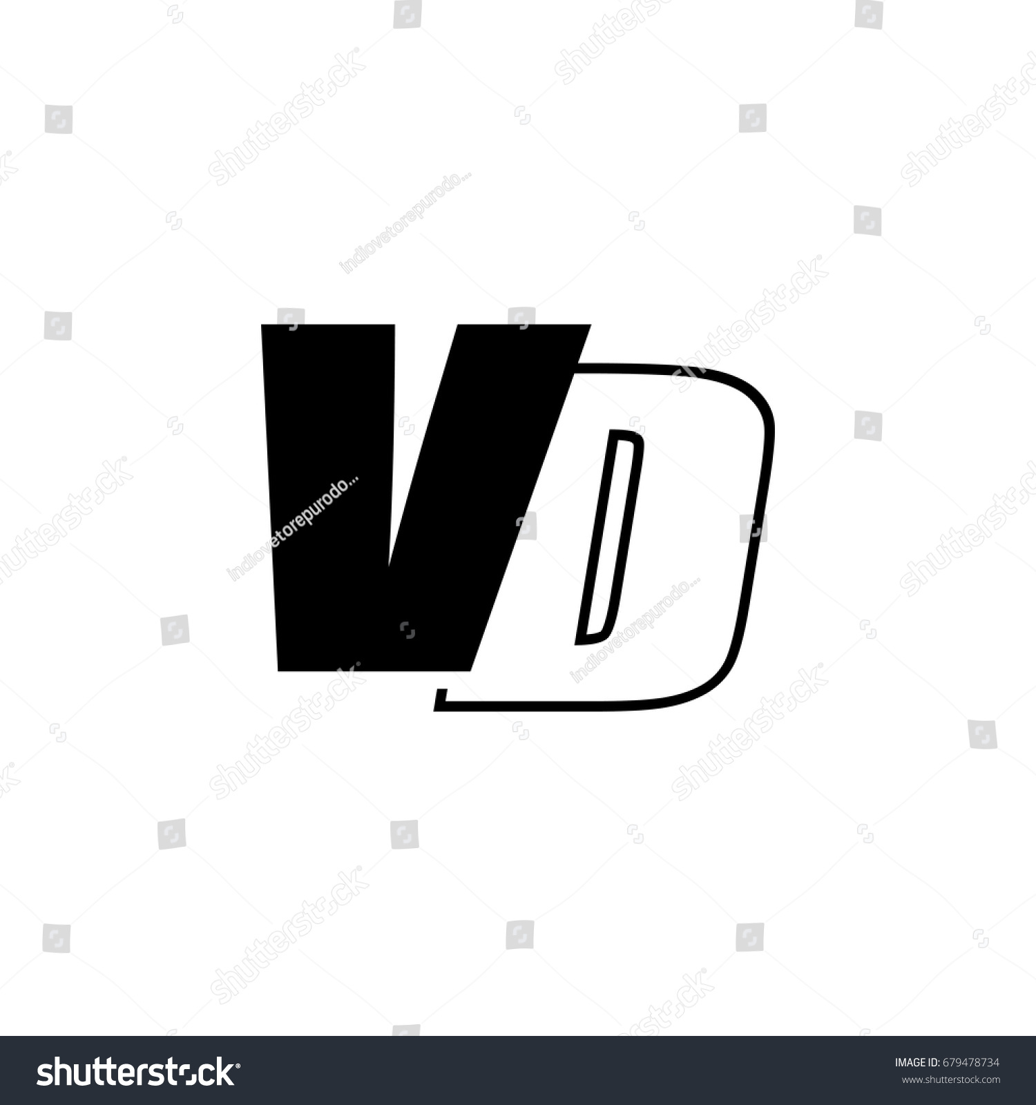 Letter V D Logo Overlapping Black: vector de stock (libre de regalías ...