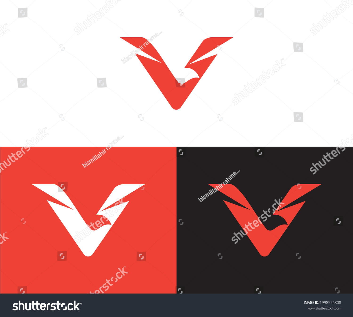 Letter V Eagle Logo Design Eps Stock Vector (Royalty Free) 1998556808 ...
