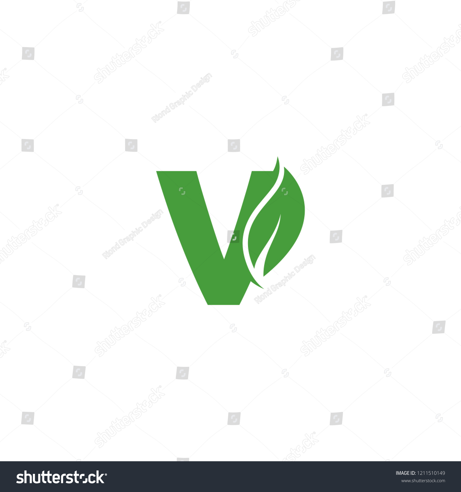 Letter V Leaf Logo Design Vector: vector de stock (libre de regalías ...