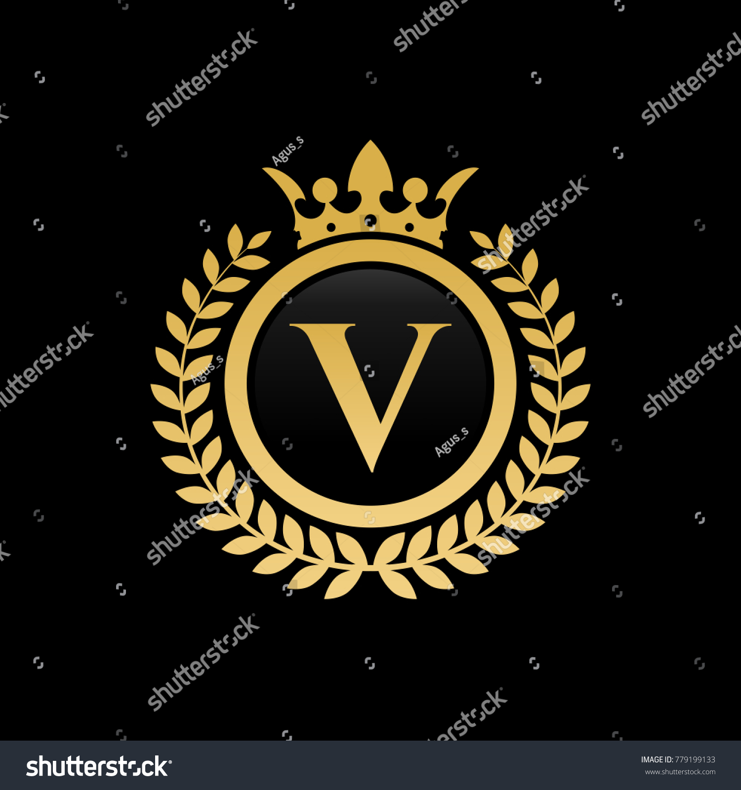 Letter V Royal Crown Logo Stock Vector (Royalty Free) 779199133