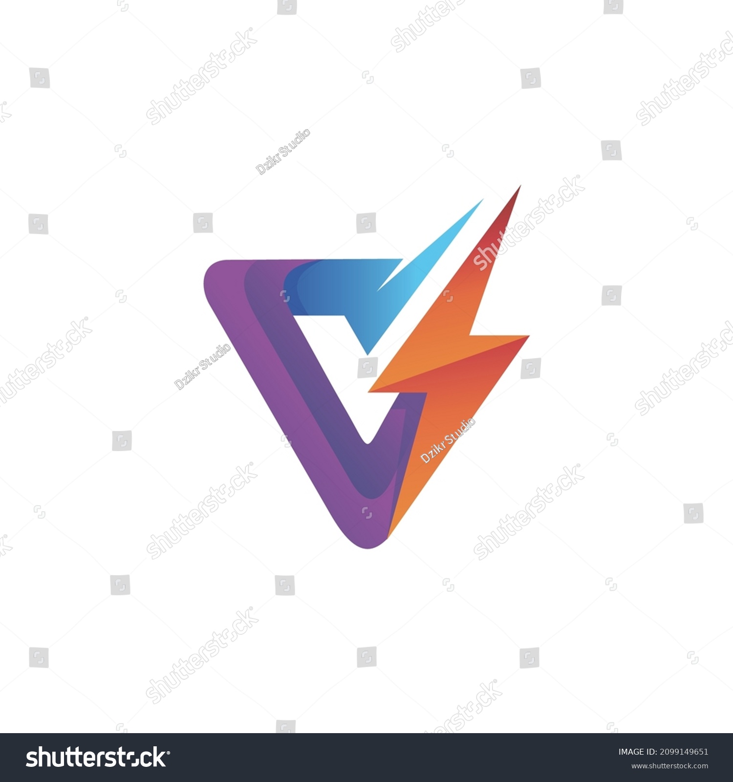 Letter V Thunder Logo Design Stock Vector (Royalty Free) 2099149651 ...