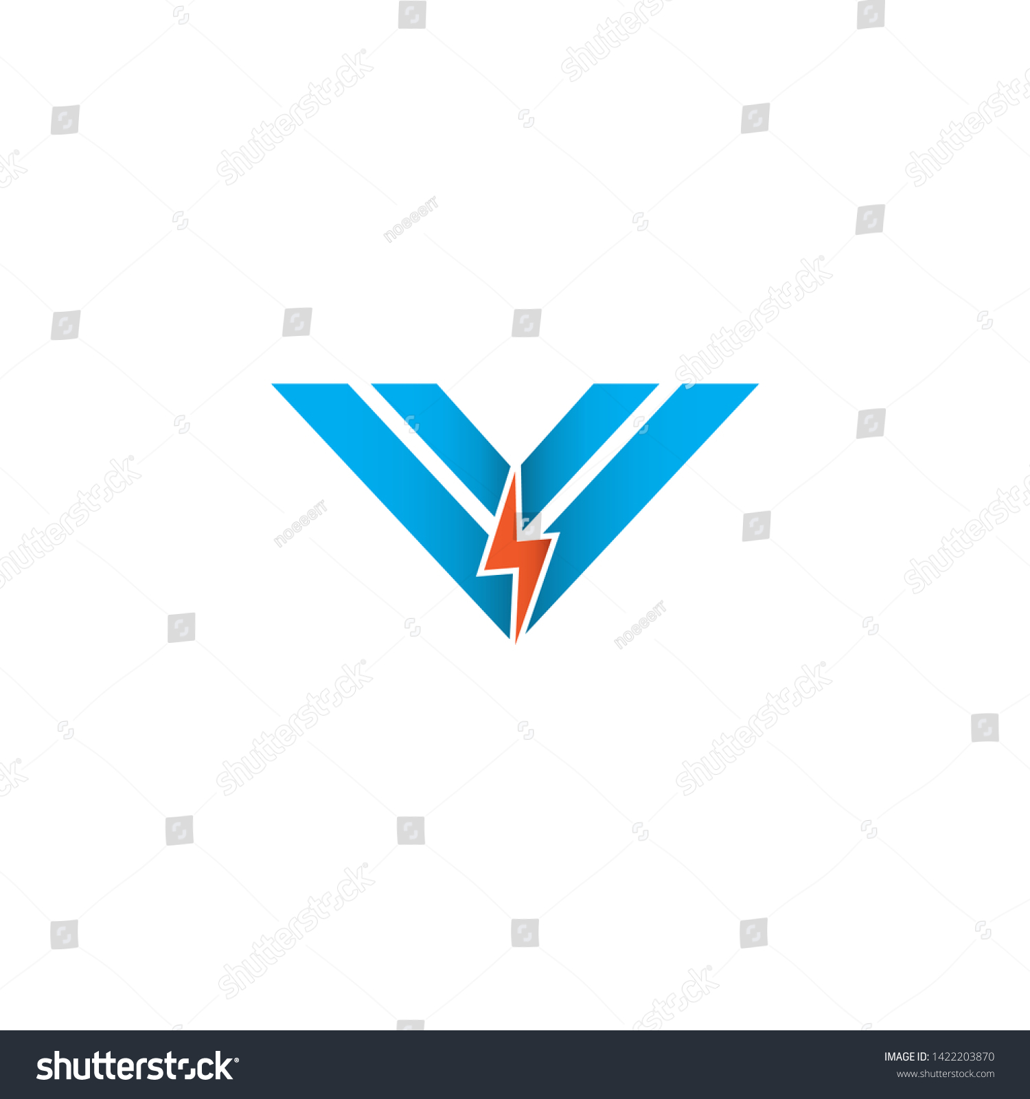 Letter V Lightning Logo Design Template Stock Vector (Royalty Free ...