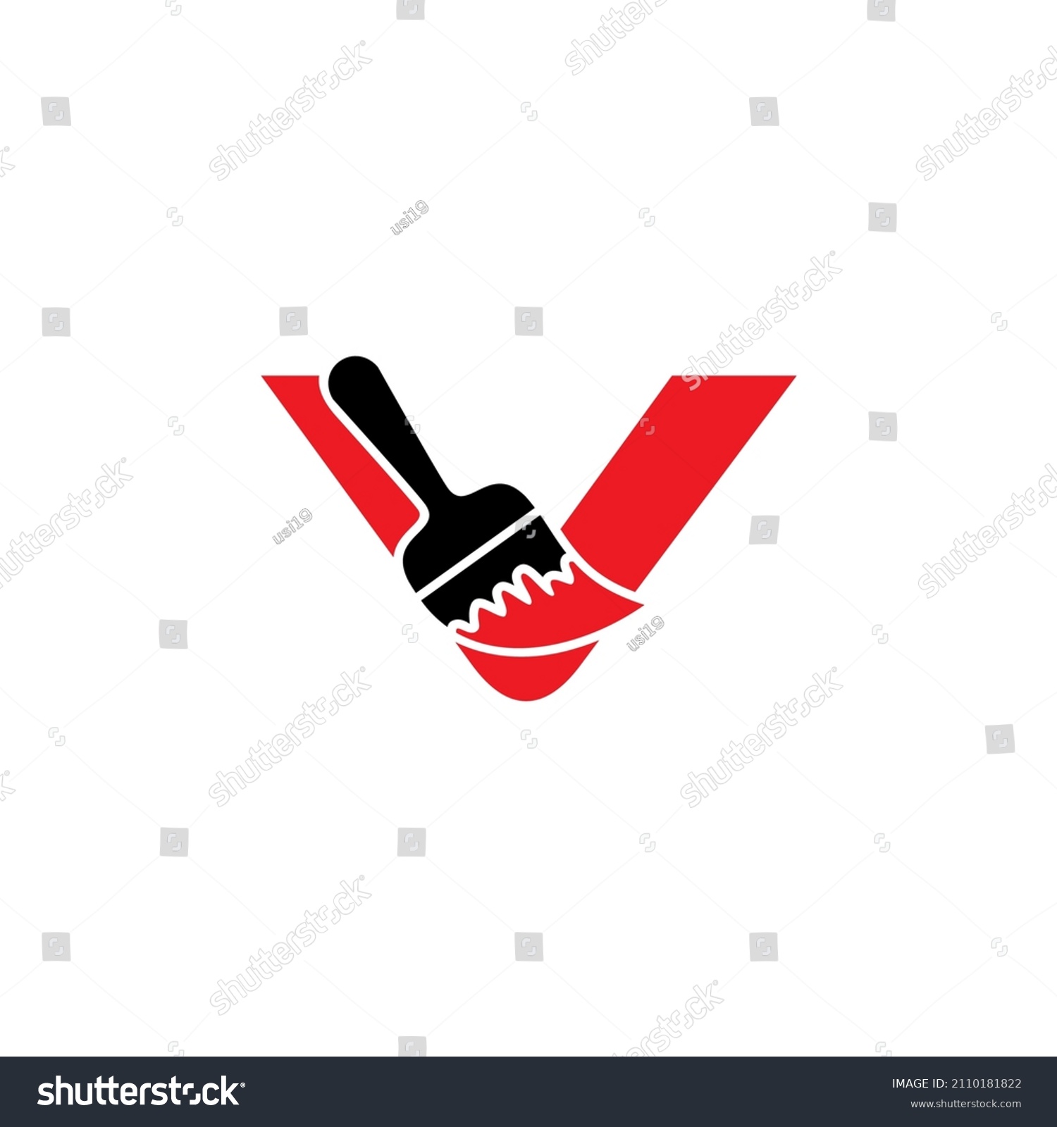 Letter V Paint Brush Logo Vector Stock Vector (Royalty Free) 2110181822 ...