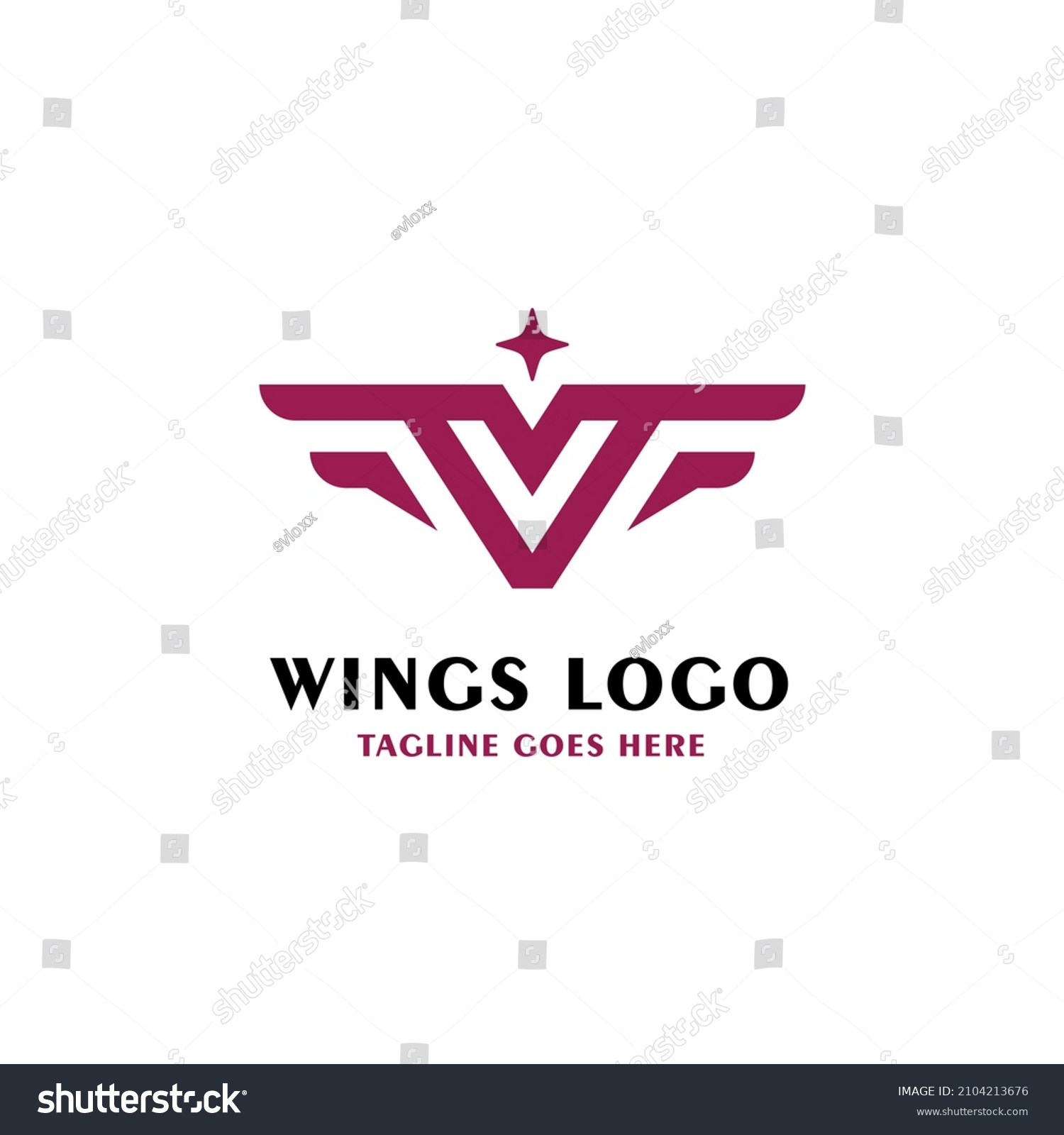 Letter V Wings Logo Vector Stock Vector (Royalty Free) 2104213676