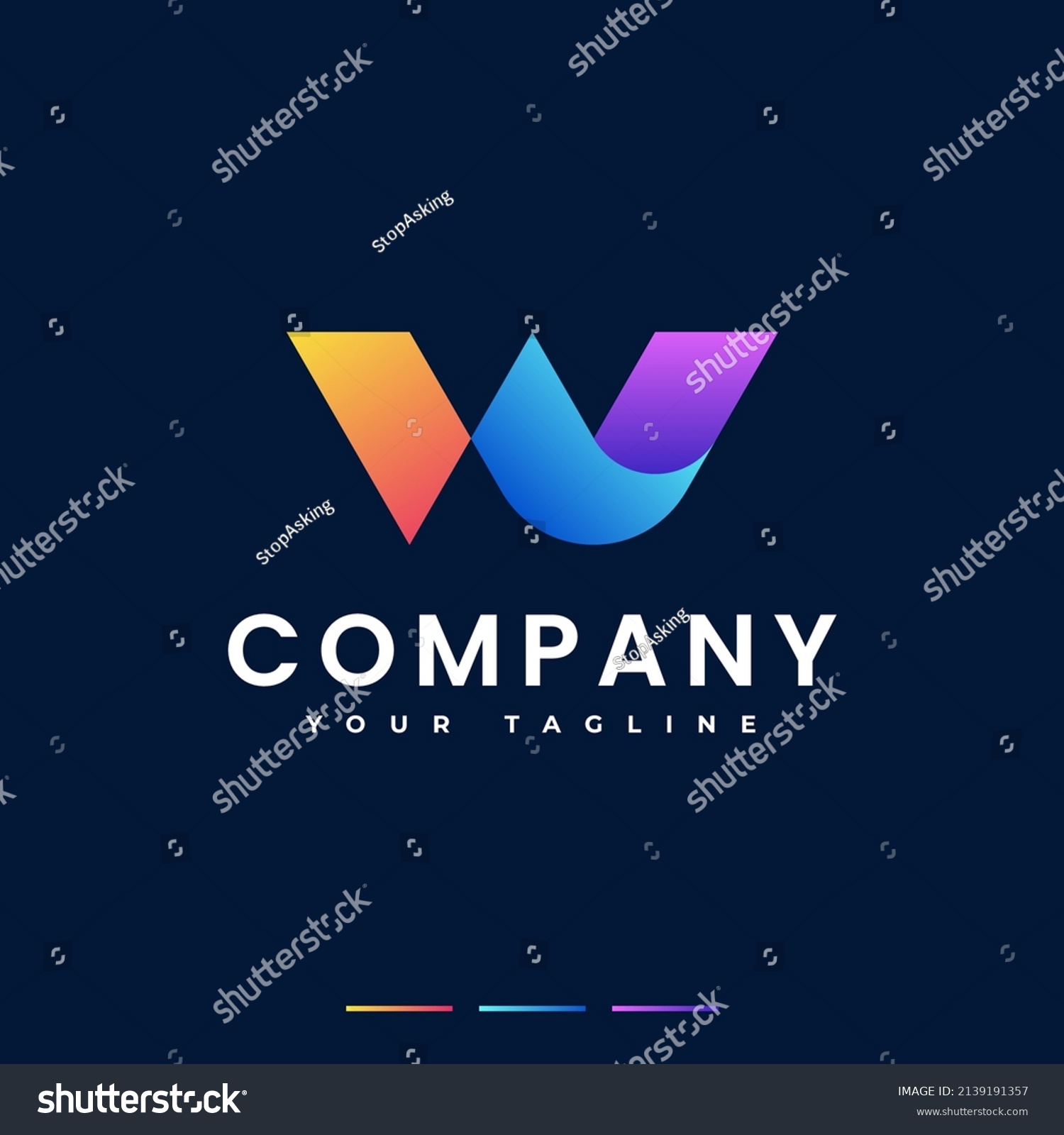 Letter W Gradient Logo Overlapping Modern Stock Vector (Royalty Free ...