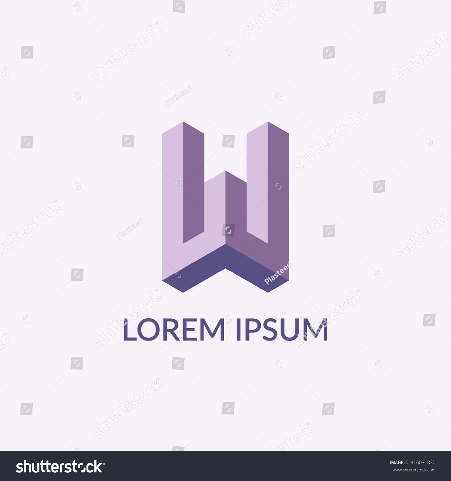 Letter W Isometric Logo Design Stock Vector (Royalty Free) 416031820
