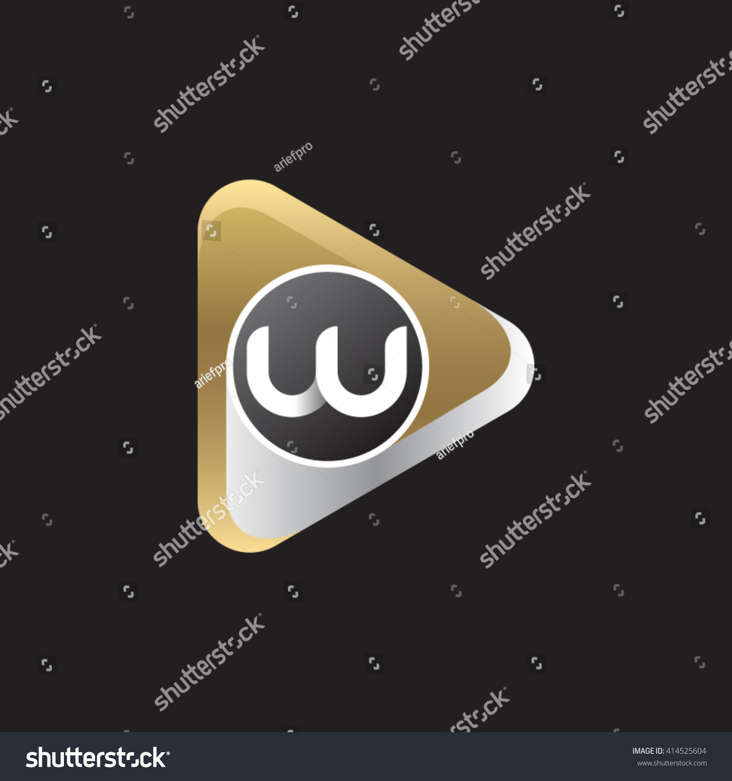 Letter W Rounded Triangular Logo Gold Stock Vector (Royalty Free ...