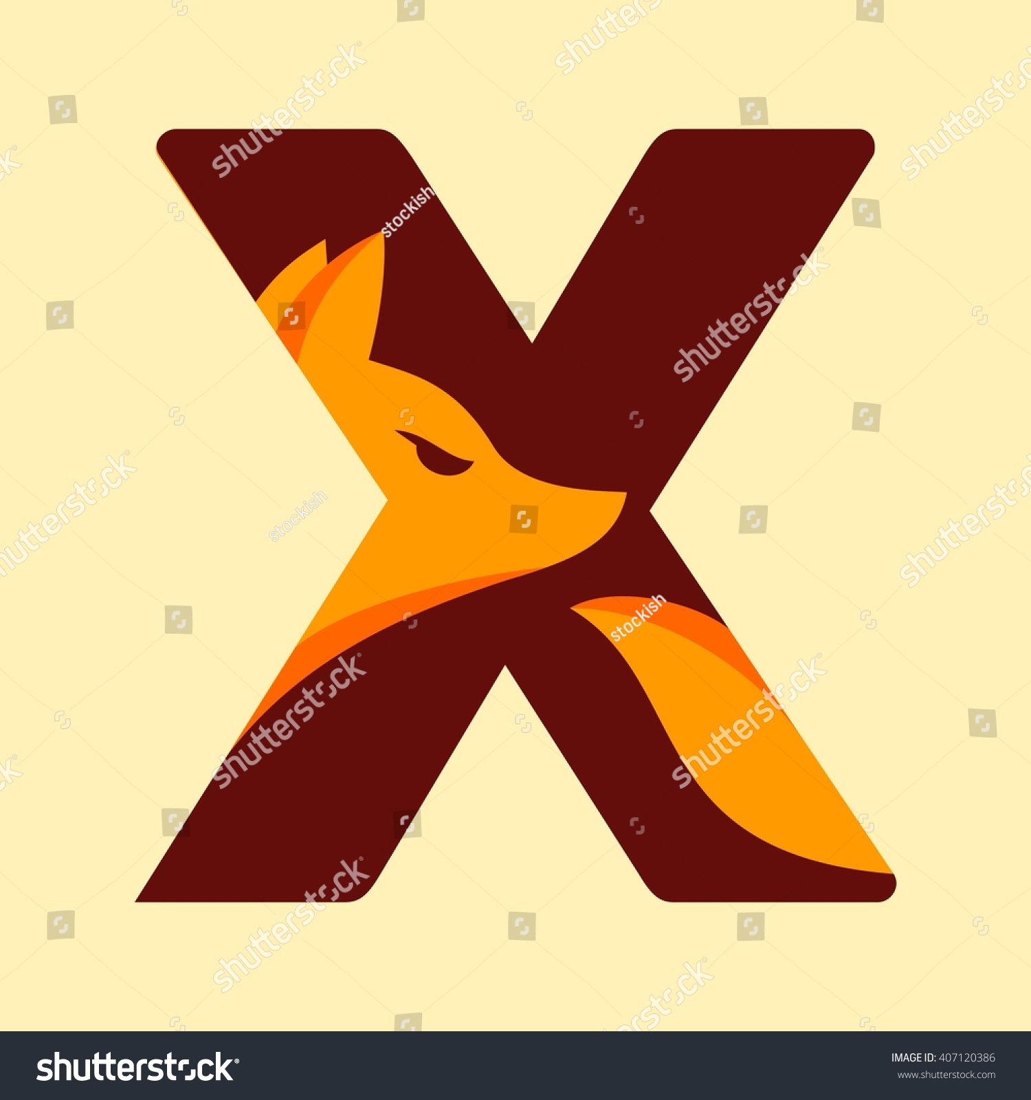 Letter X Fox Logo Vector Stock Vector (Royalty Free) 407120386