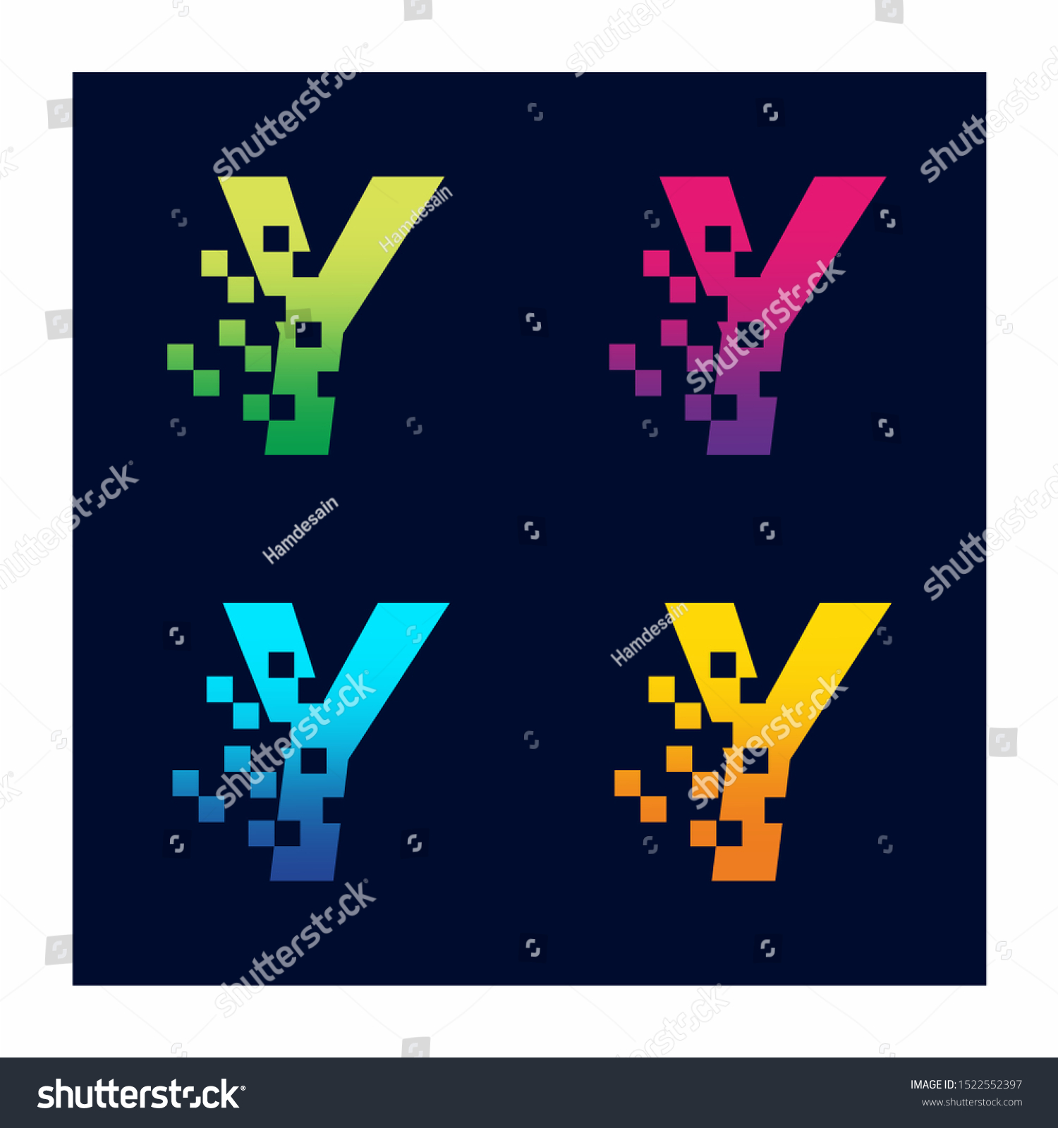 Letter Y Pixel Technology Logo Design Stock Vector (Royalty Free ...