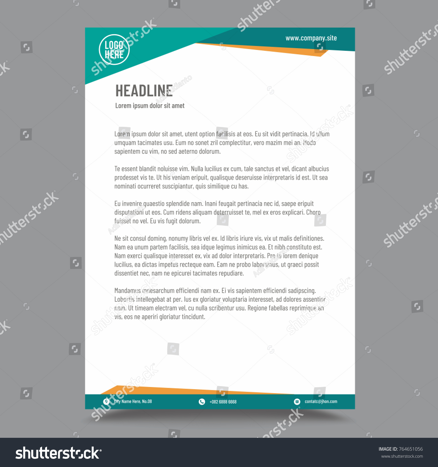 Letterhead Template Design Stock Vector (Royalty Free) 764651056 ...