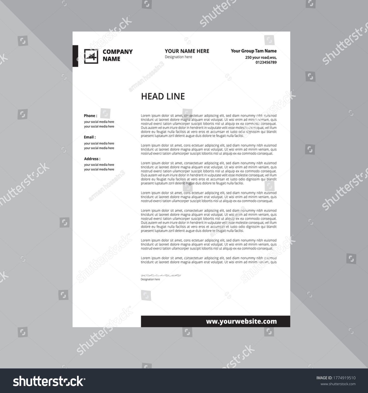 diseño de plantilla de membrete minimalista: vector de stock (libre de ...