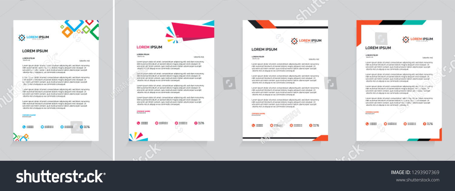 Letterhead Template Set Stock Vector (Royalty Free) 1293907369