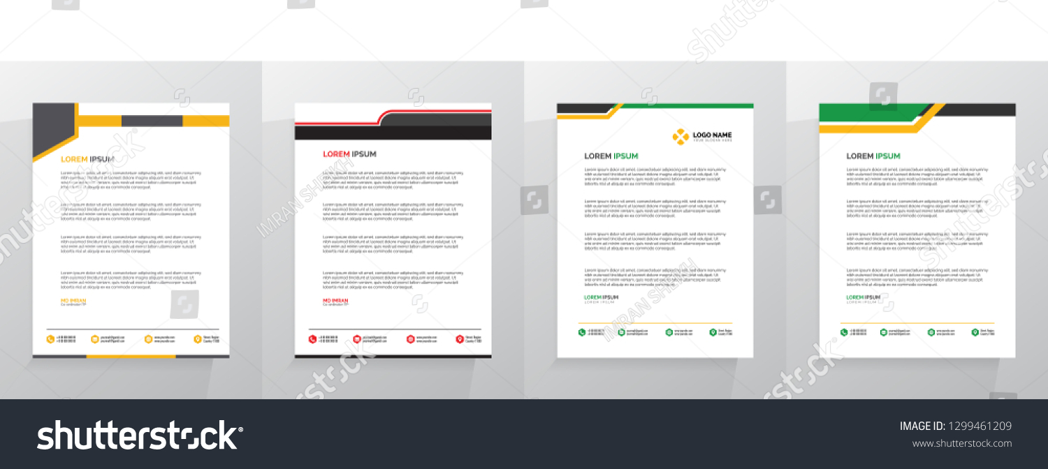 Letterhead Template Set Stock Vector (Royalty Free) 1299461209 ...