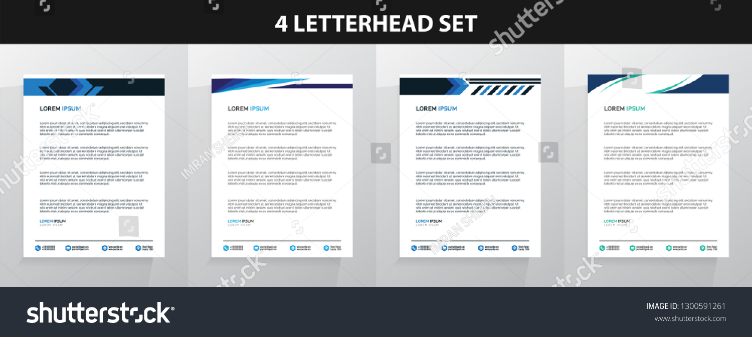 Letterhead Template Set Stock Vector (Royalty Free) 1300591261 ...