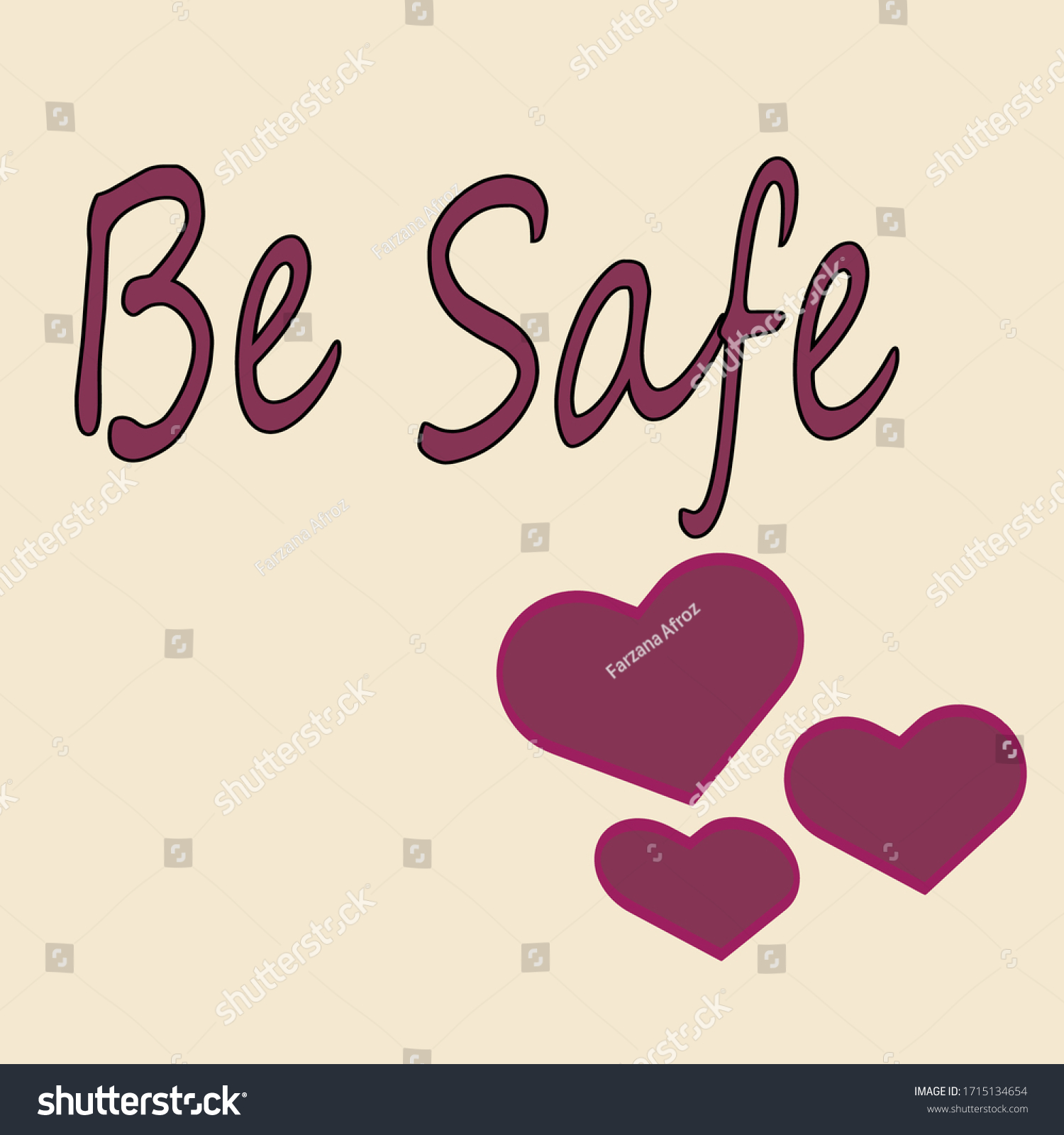 Lettering Be Safe Vector Illustration Typography Stock Vector (Royalty ...