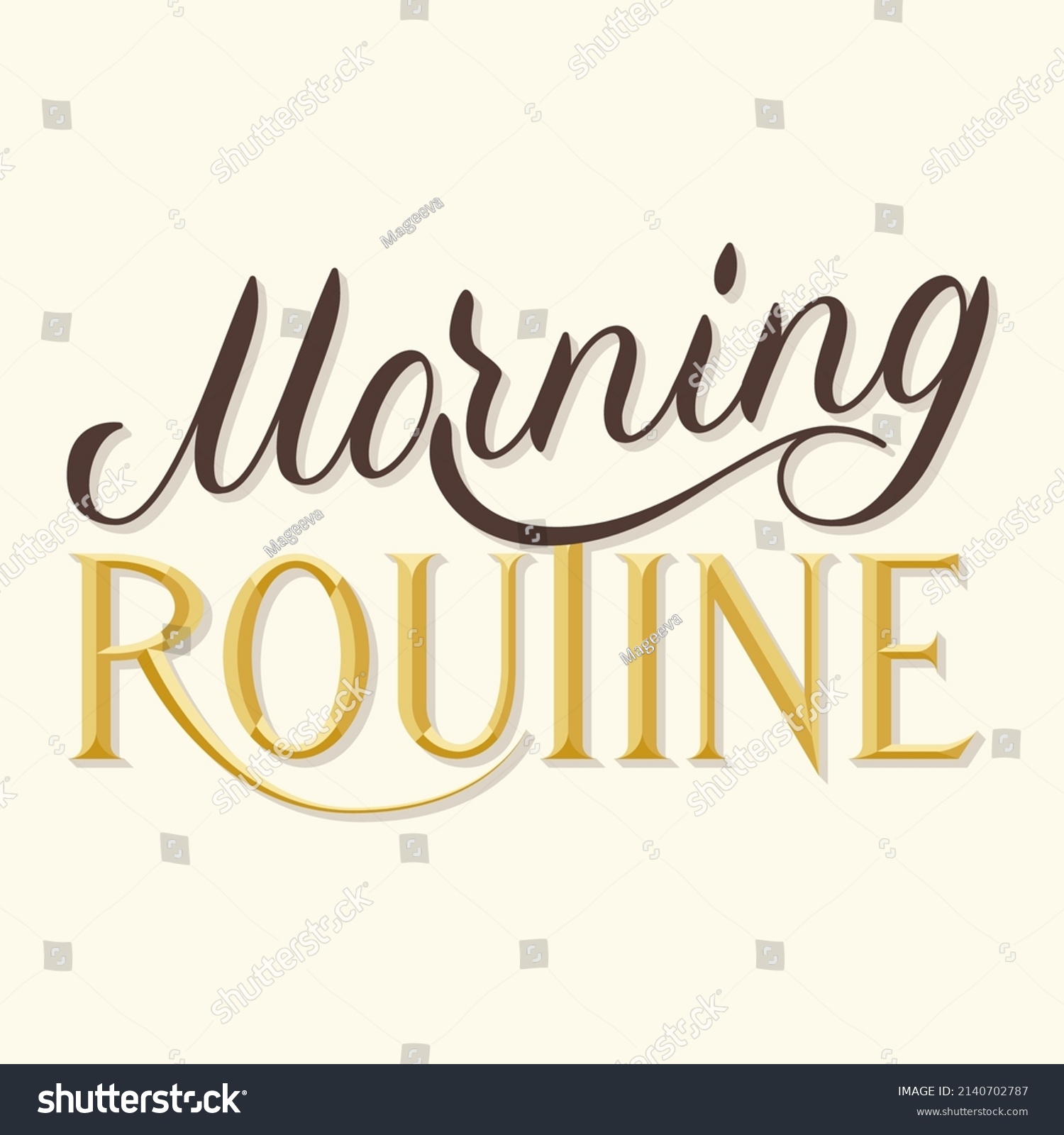 Lettering Composition Morning Routine Vector Illustration Stock Vector ...