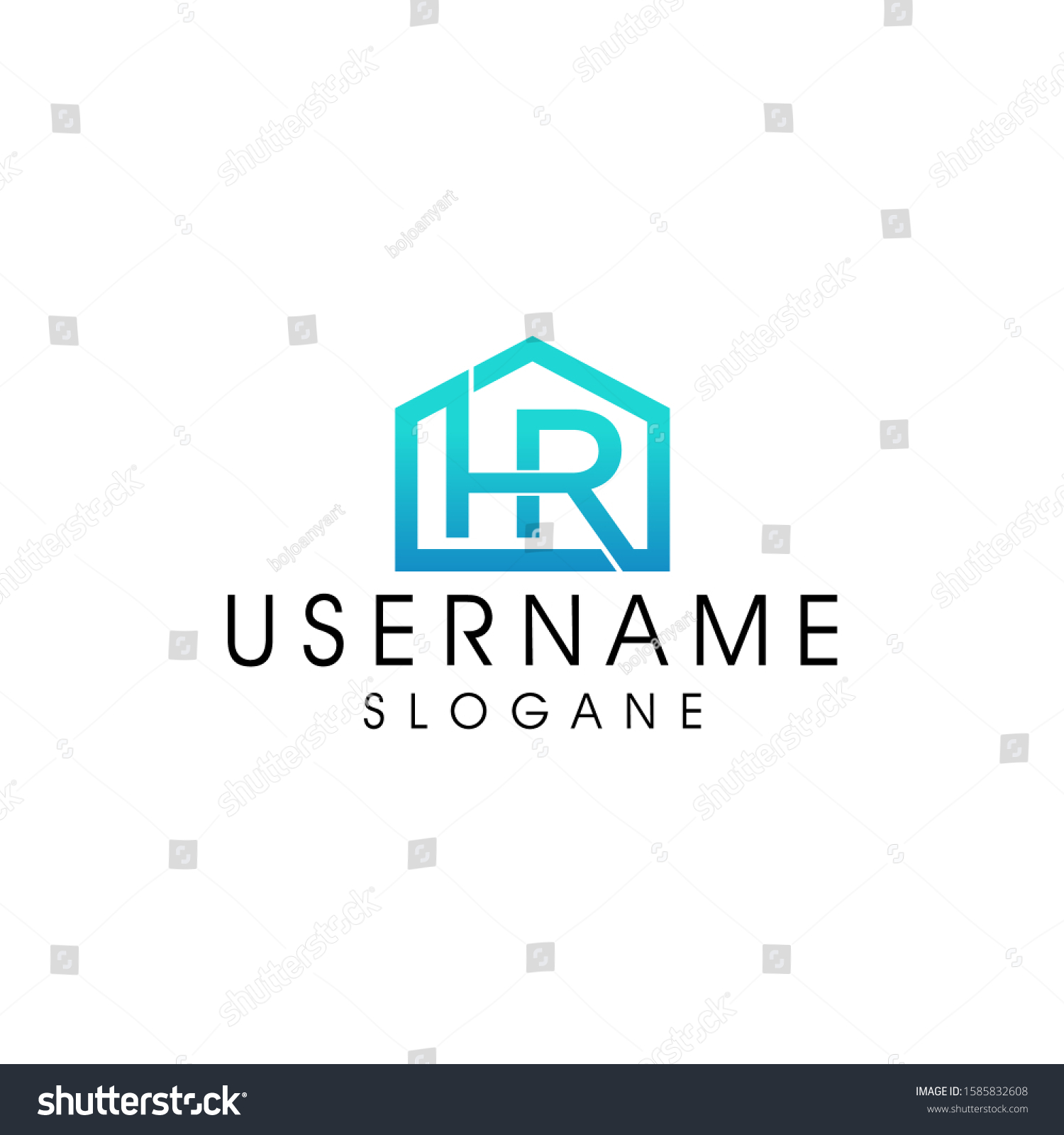 Lettering Hr Logo Design Vector Stock Vector (Royalty Free) 1585832608