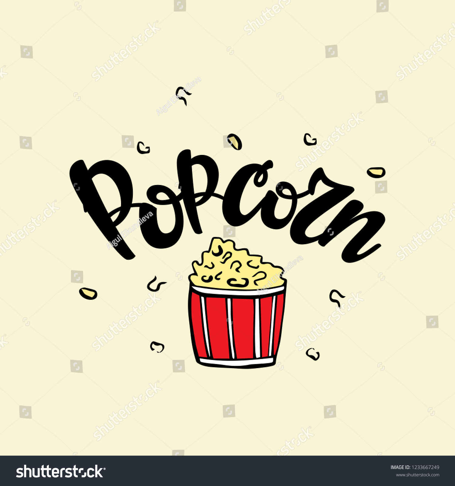 Lettering Popcorn Vector Illustration Stock Vector (Royalty Free ...