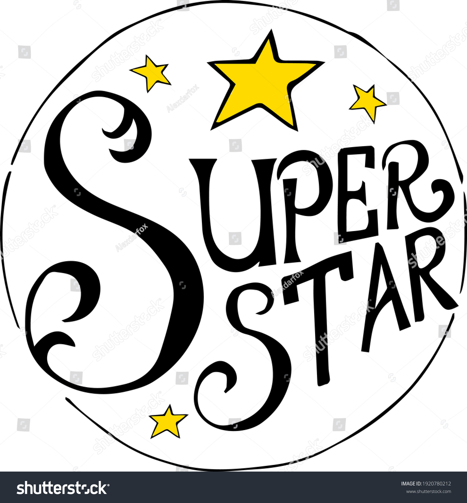 Lettering Super Star Design Element Stock Vector (Royalty Free ...