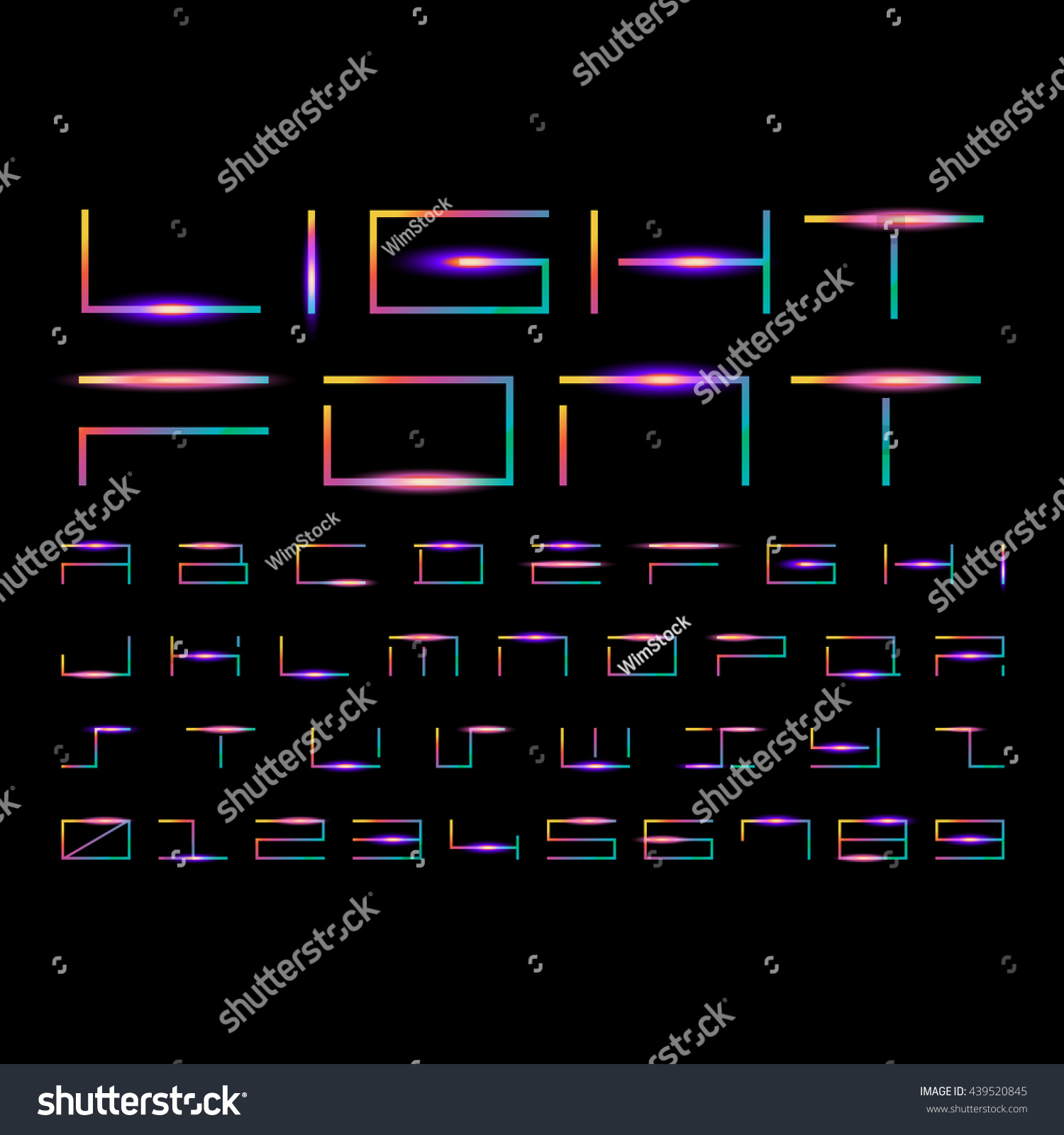 Letters Numbers Light Effect Stock Vector (Royalty Free) 439520845 ...