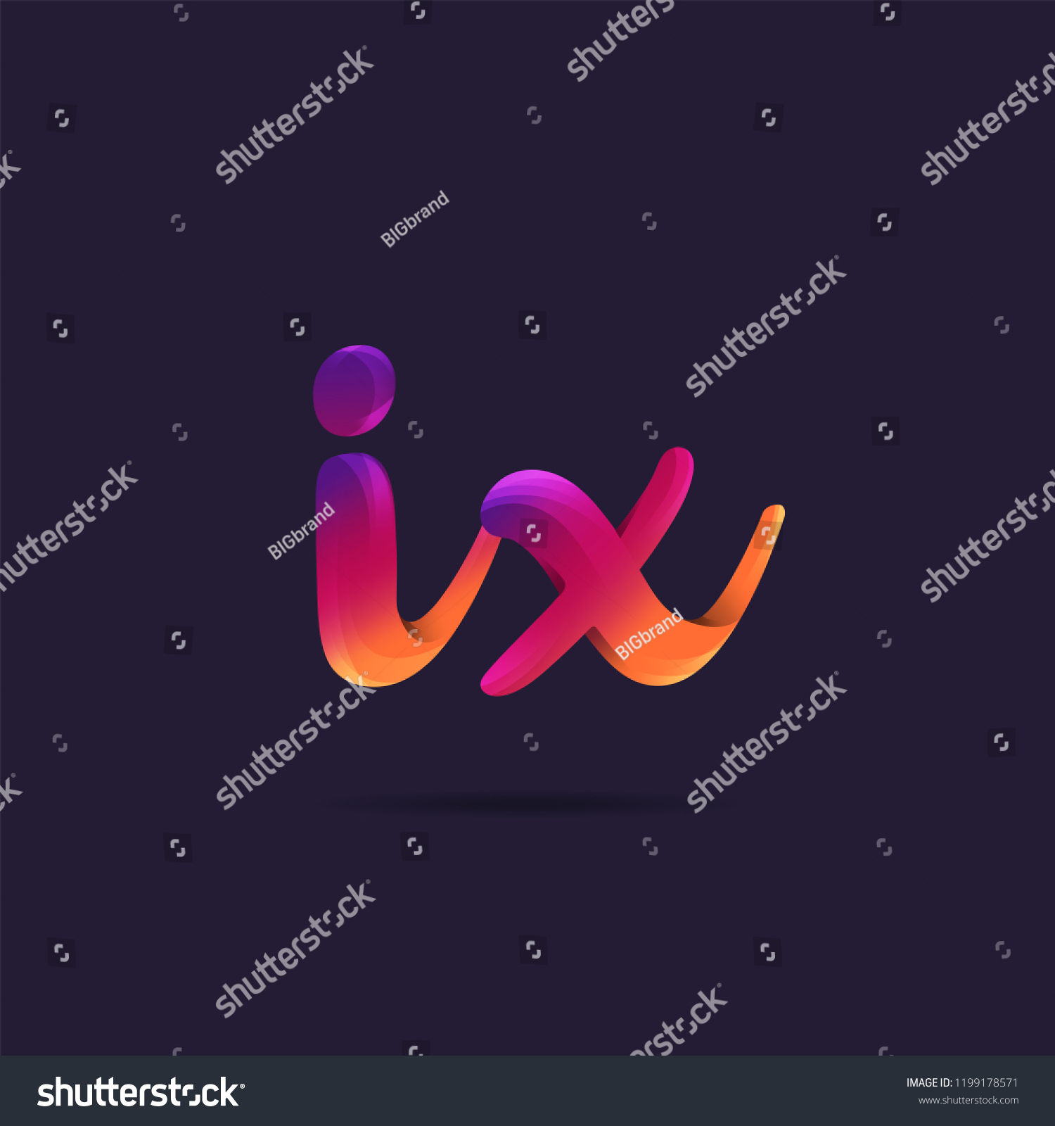 Letters Ix X 3d Logo Multi: vector de stock (libre de regalías ...
