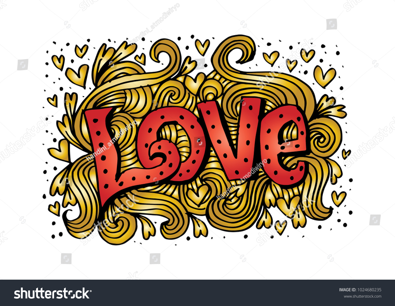 Letters Love Text Doodles: เวกเตอร์สต็อก (ปลอดค่าลิขสิทธิ์) 1024680235 ...