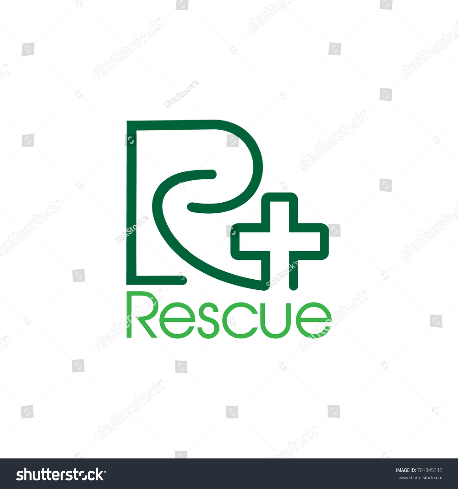 Letters R Plus Symbol Rescue Logo Stock Vector (Royalty Free) 701845342