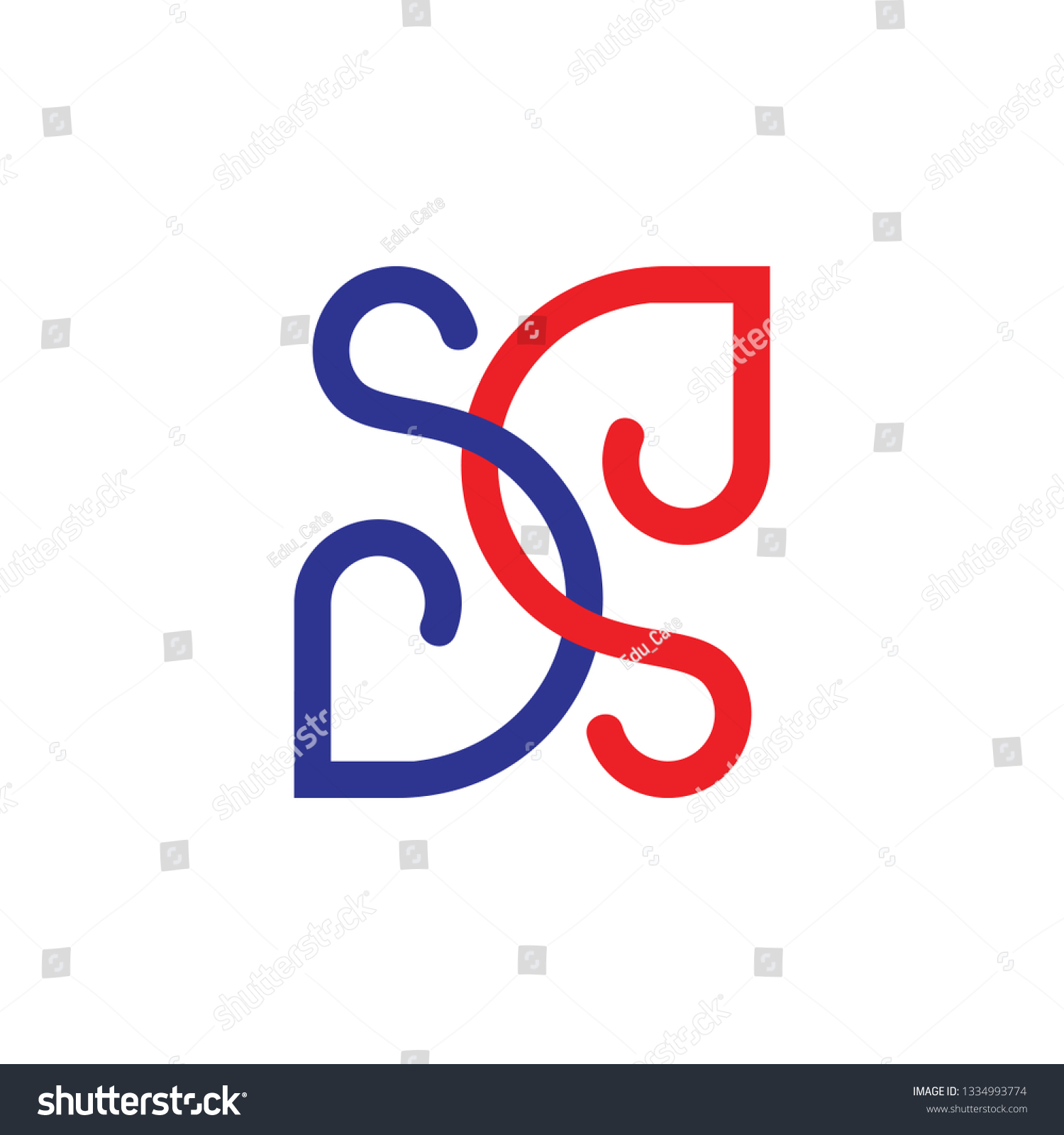 Letters Sd Linked Curves Line Loop Stock Vector (Royalty Free) 1334993774