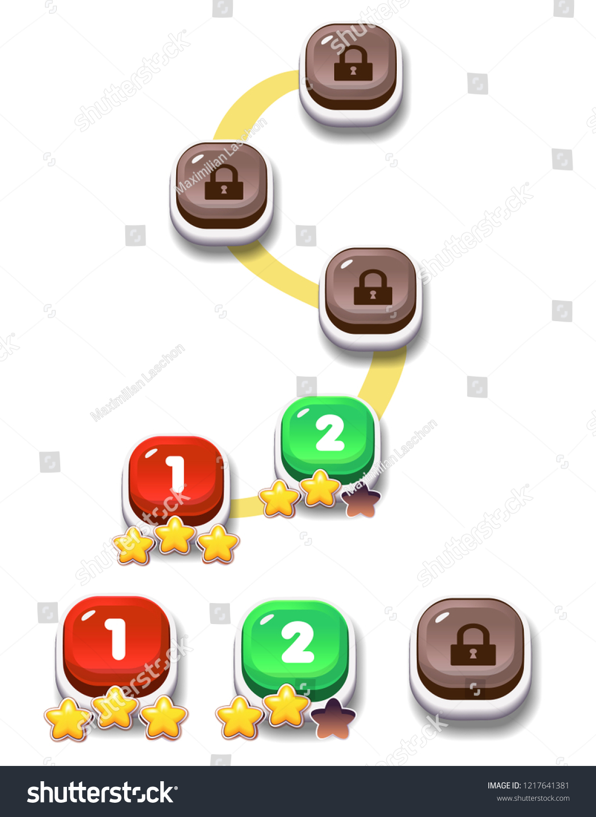 Level Indicators Game Ui Cartoon Map Stok Vektör (Telifsiz) 1217641381