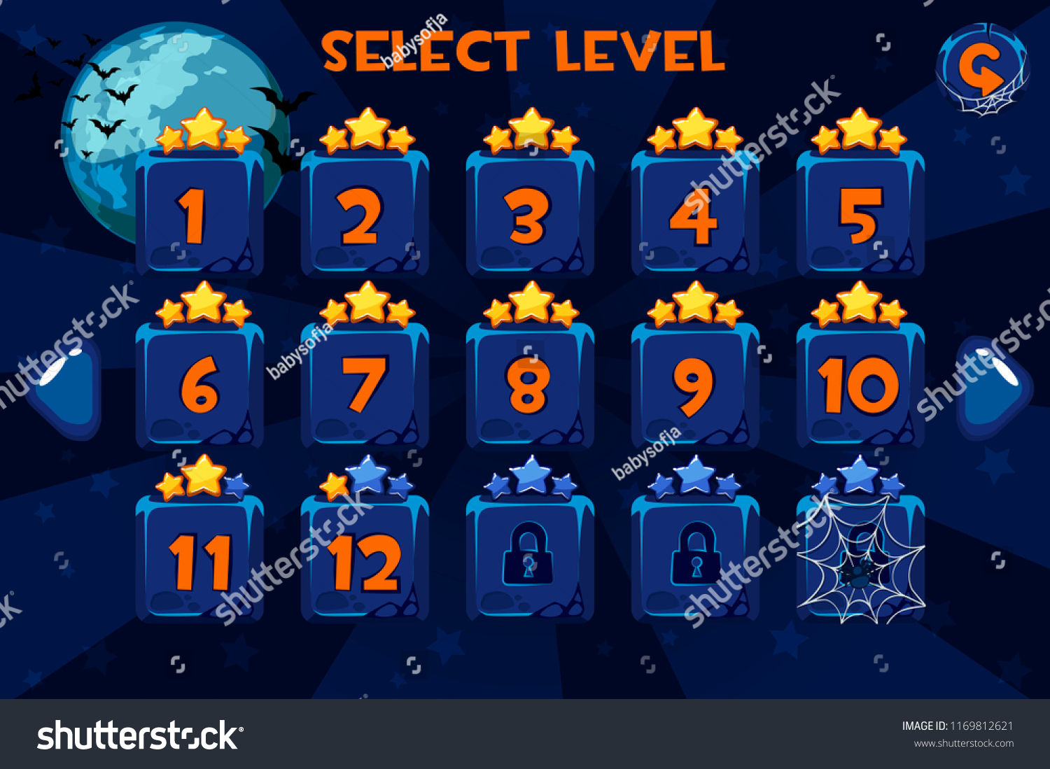 Level Selection Vector Screen Game Ui: стоковая векторная графика (без ...