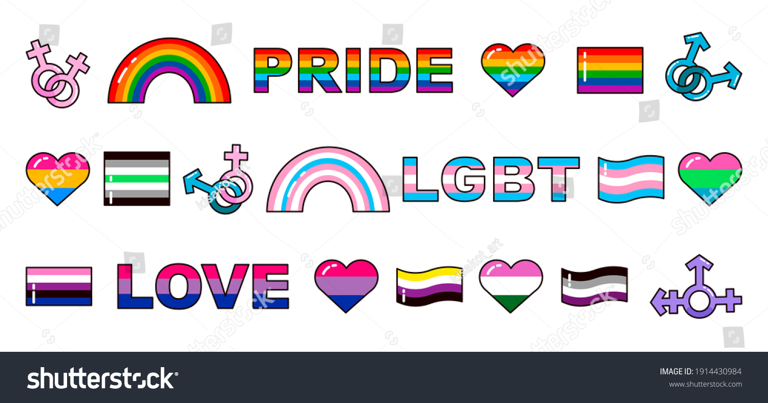 Lgbt Pride Symbols Icons Flags Sexual เวกเตอร์สต็อก ปลอดค่าลิขสิทธิ์