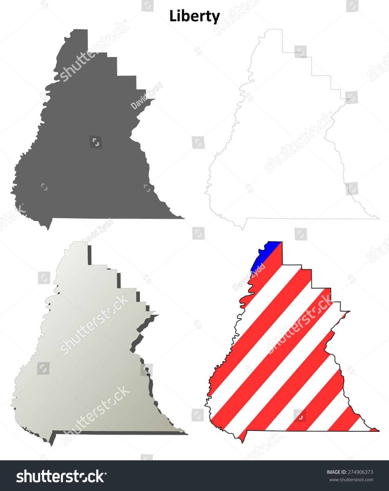 Liberty County Florida Outline Map Set Stock Vector (Royalty Free ...
