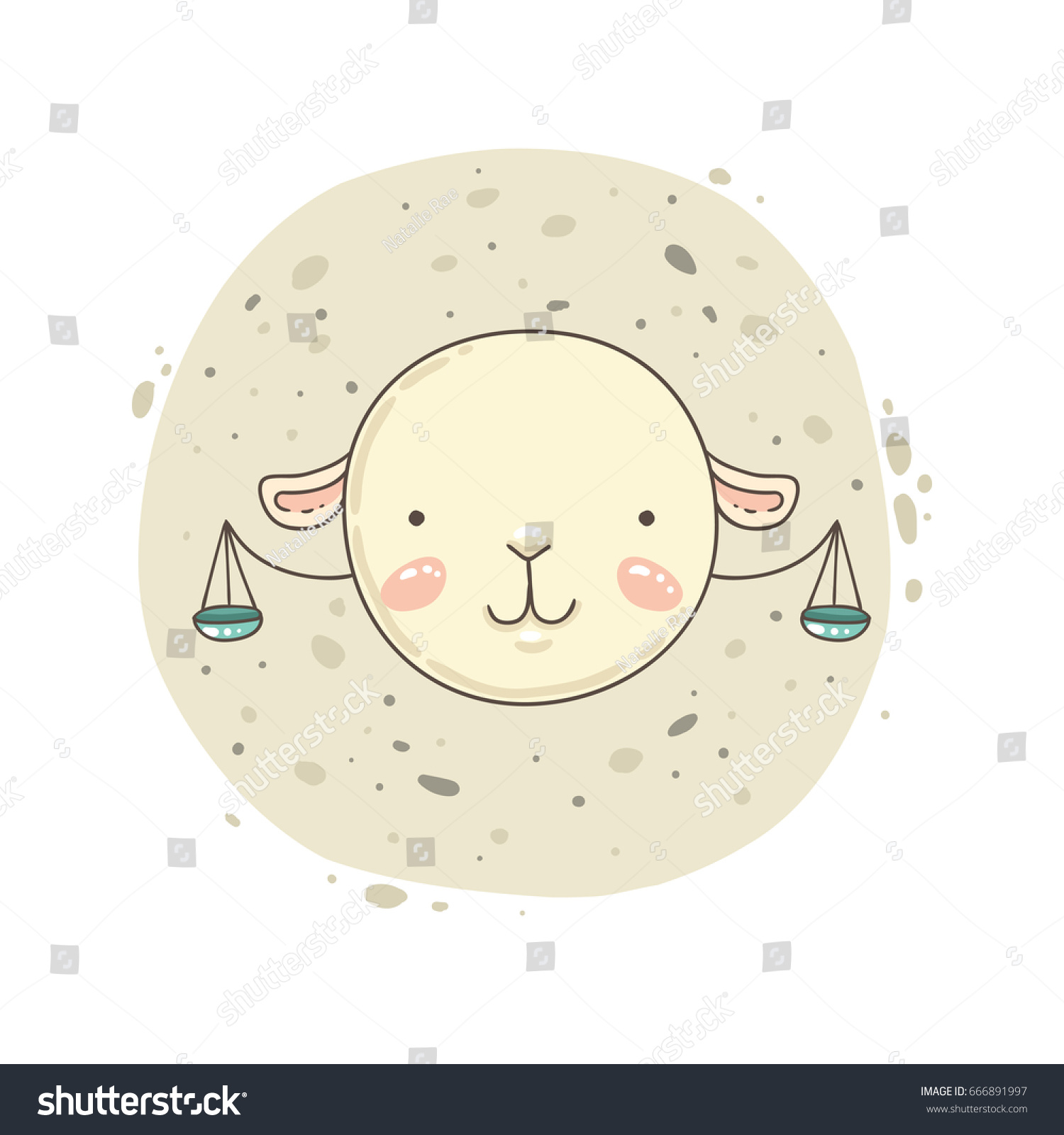 Libra Cute Zodiac Sign Stock Vector (Royalty Free) 666891997
