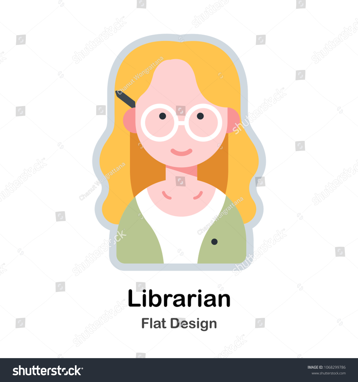 Librarian Avatar Flat Vector Illustration Stock Vector (Royalty Free ...
