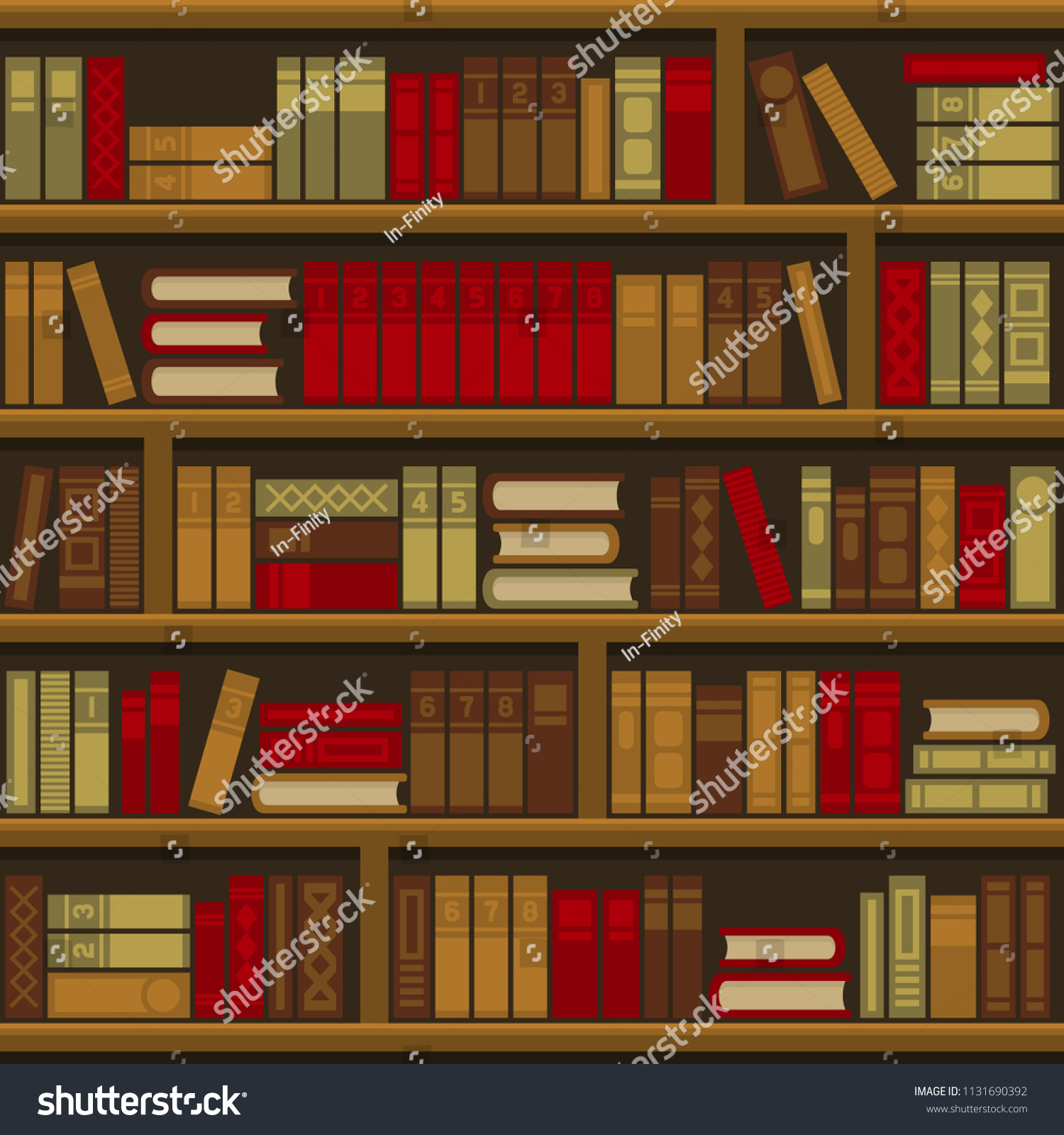 Library Book Shelf Seamless Background Vector Stock Vector (Royalty ...