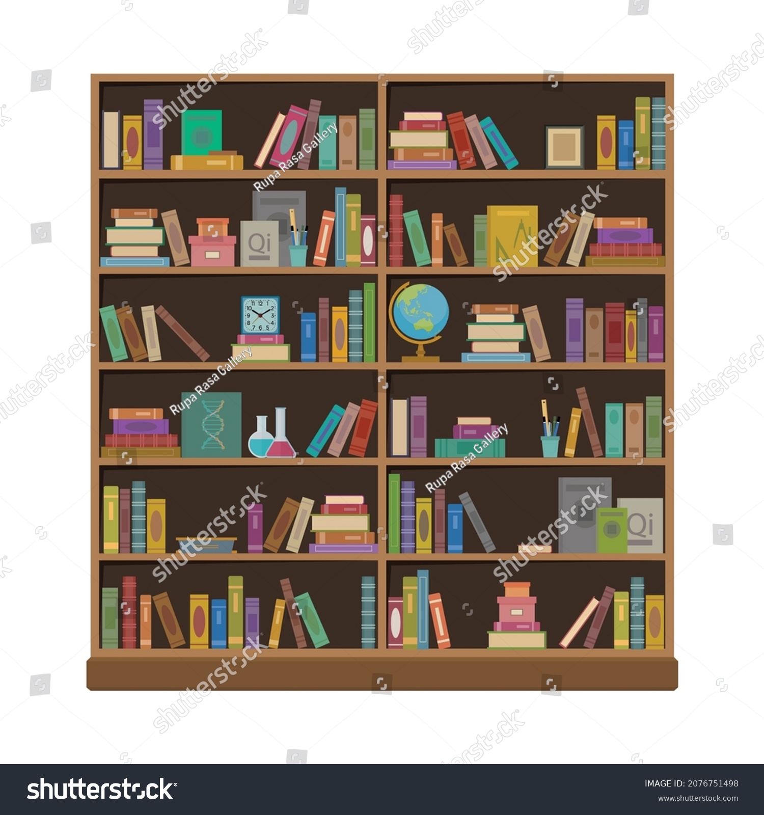 Library Book Shelf Vector Illustration Bookcase Stock Vector (Royalty ...