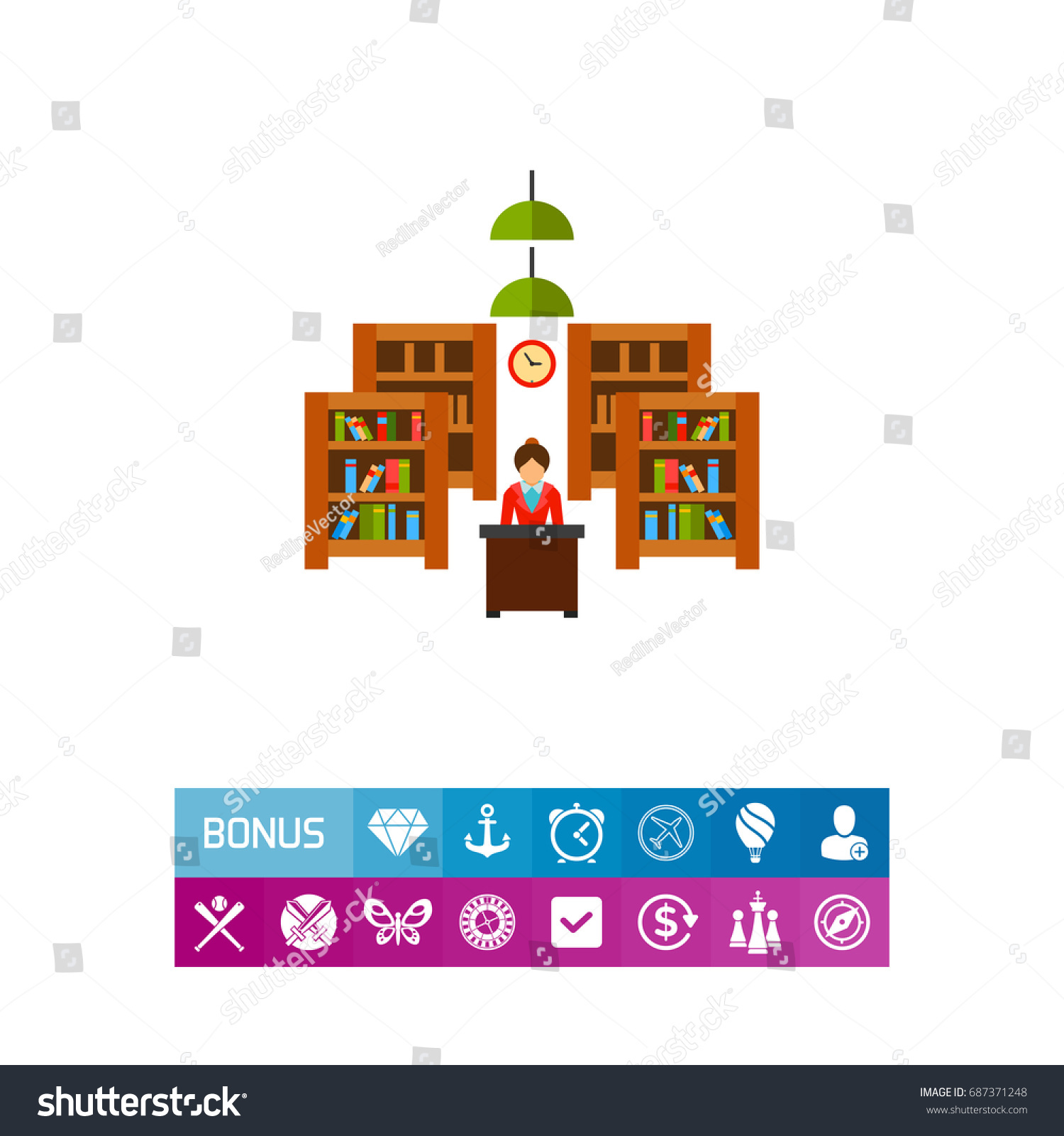 Library Worker Icon: vector de stock (libre de regalías) 687371248 ...