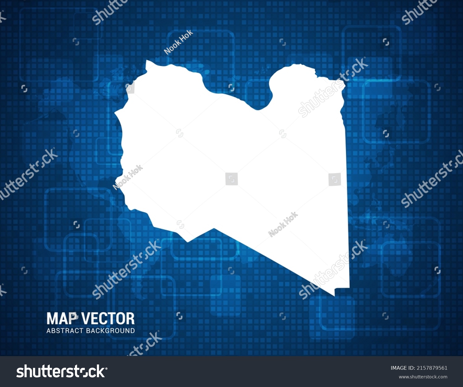 Libya Map Abstract Blue Background Technology Stock Vector (Royalty ...
