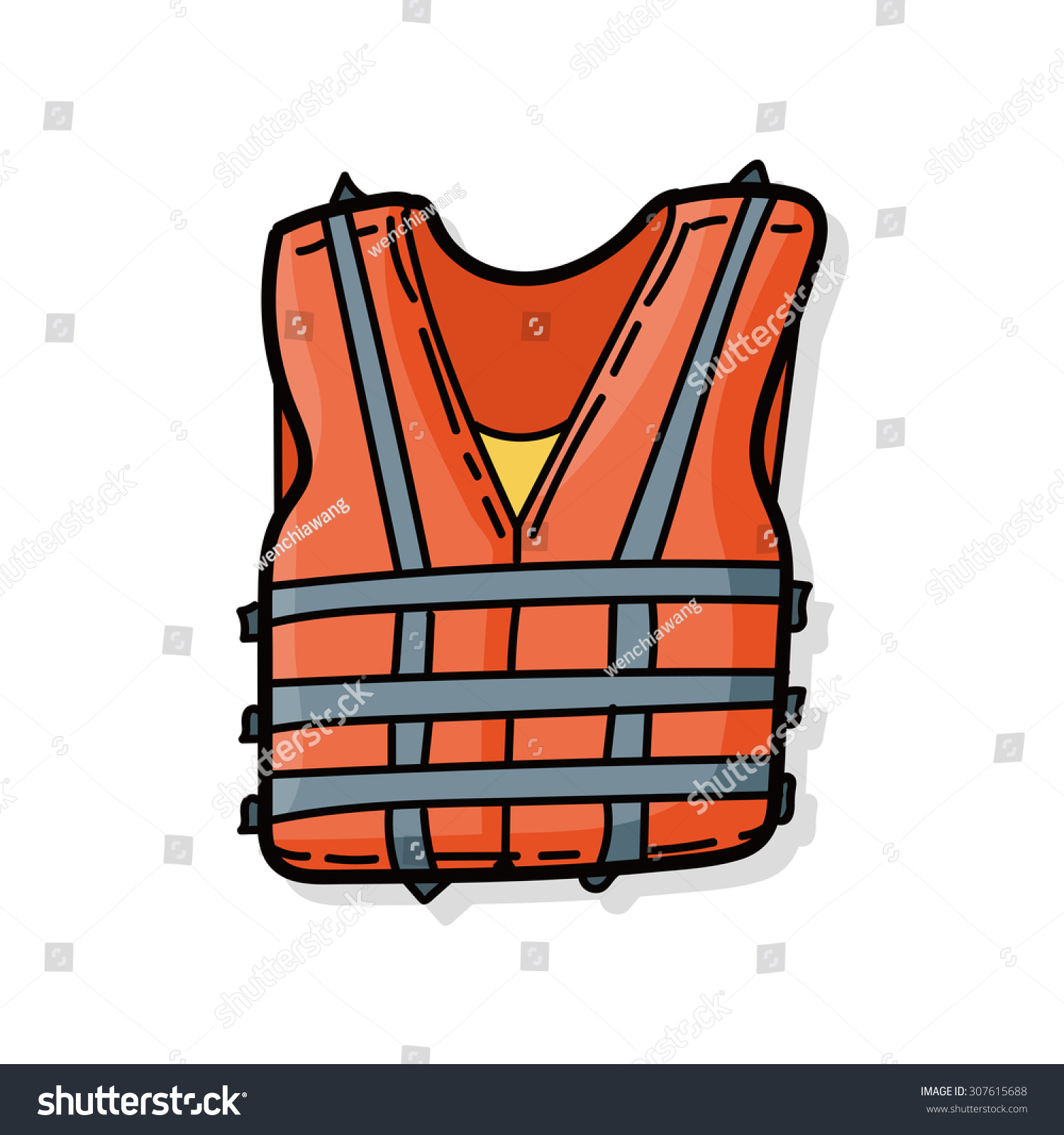 Life Jacket Color Doodle Stock Vector (Royalty Free) 307615688