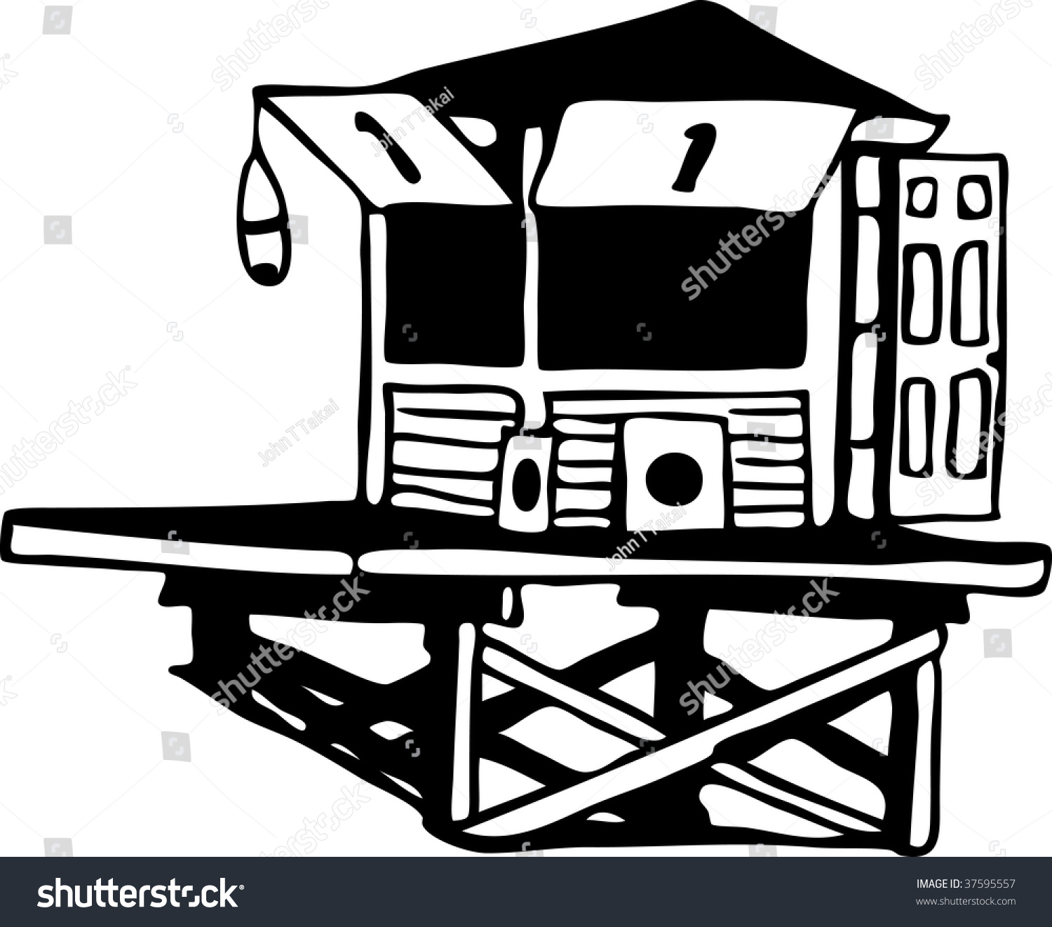 Lifeguard Tower Drawing Stock Vector Illustration 37595557 : Shutterstock