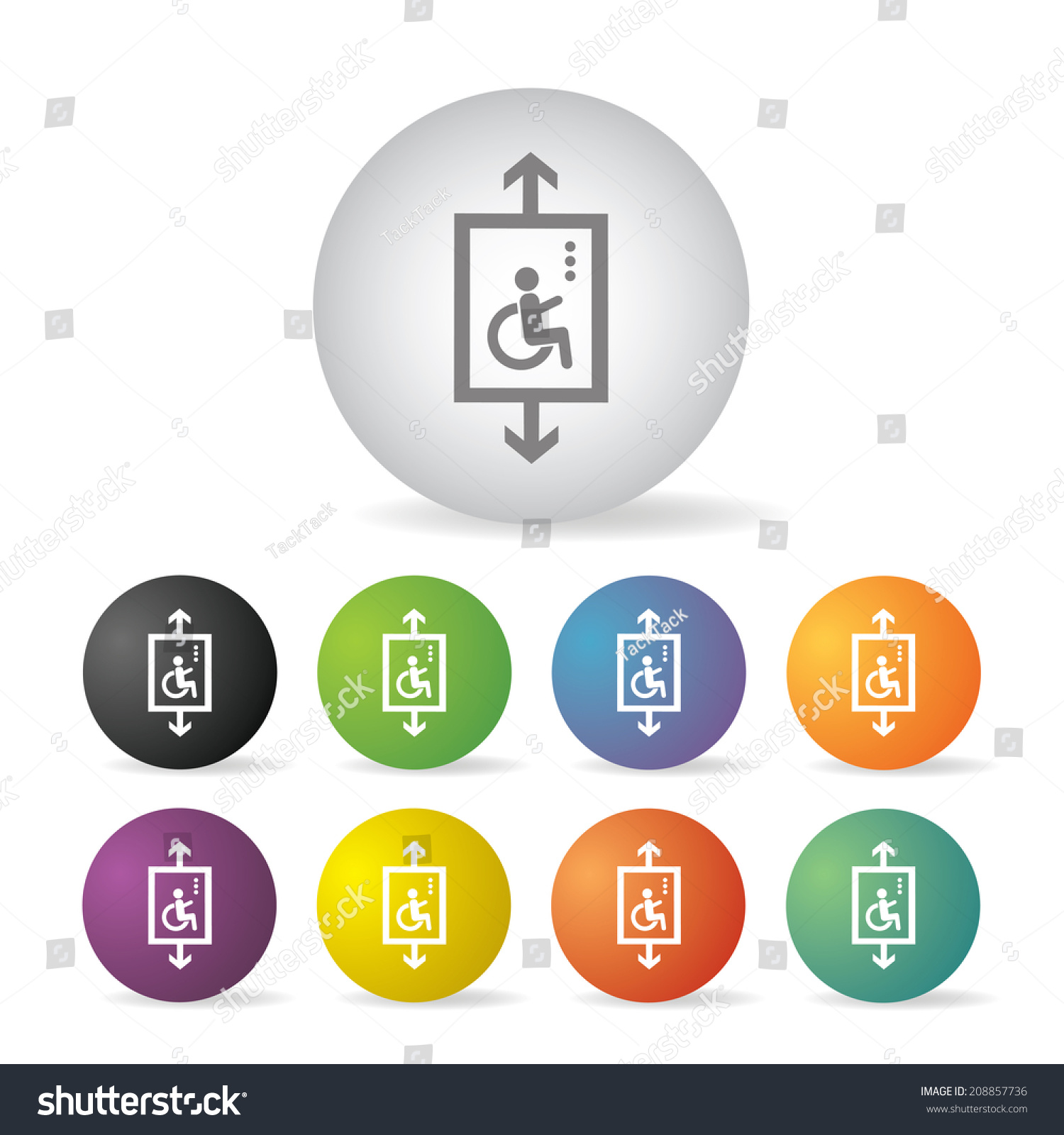 Lift Disabled Button Icon Set Stock Vector (Royalty Free) 208857736