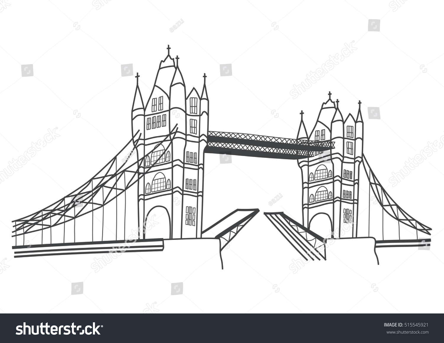 Lifted London Tower Bridge Simple Vector Stock Vector (Royalty Free ...