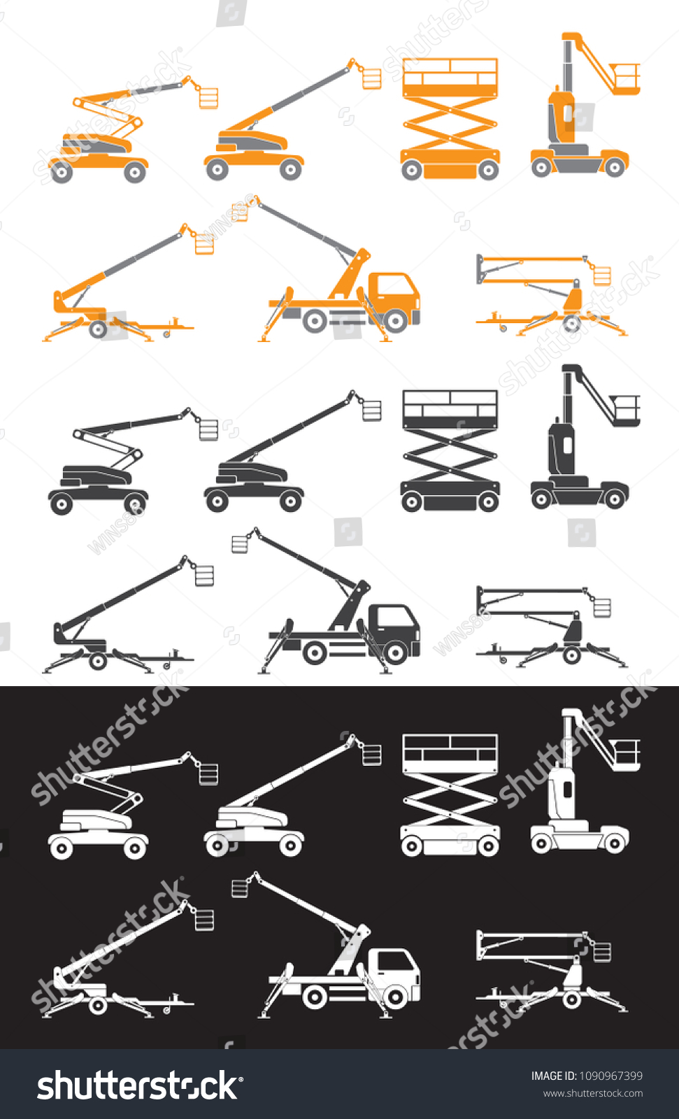Lifting Machine Icons Set Three Versions Stock Vector (Royalty Free ...