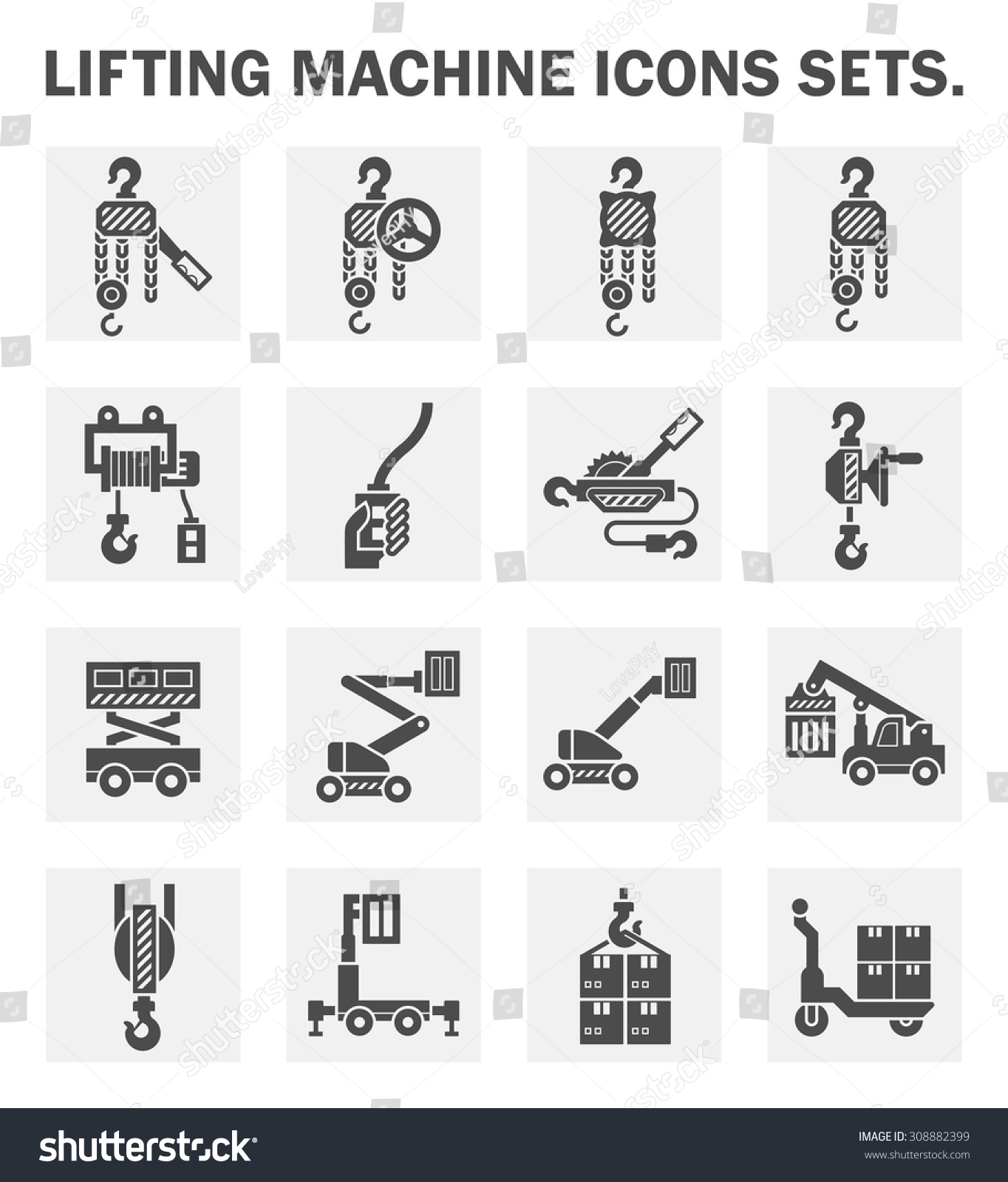 Lifting Machine Icons Sets. Stock Vector 308882399 : Shutterstock