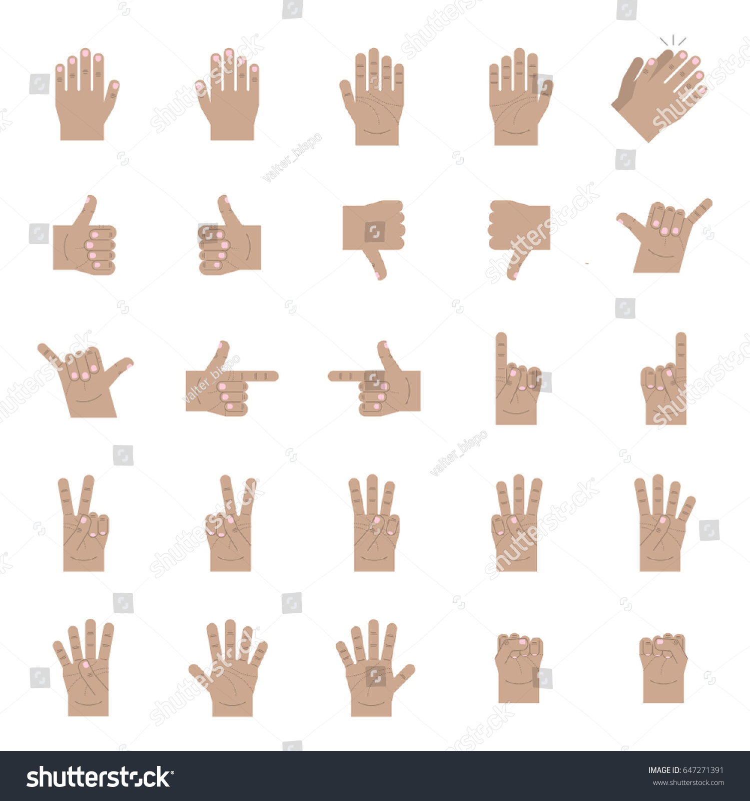 Light Brown Hands Icon Set Stock Vector (Royalty Free) 647271391 ...